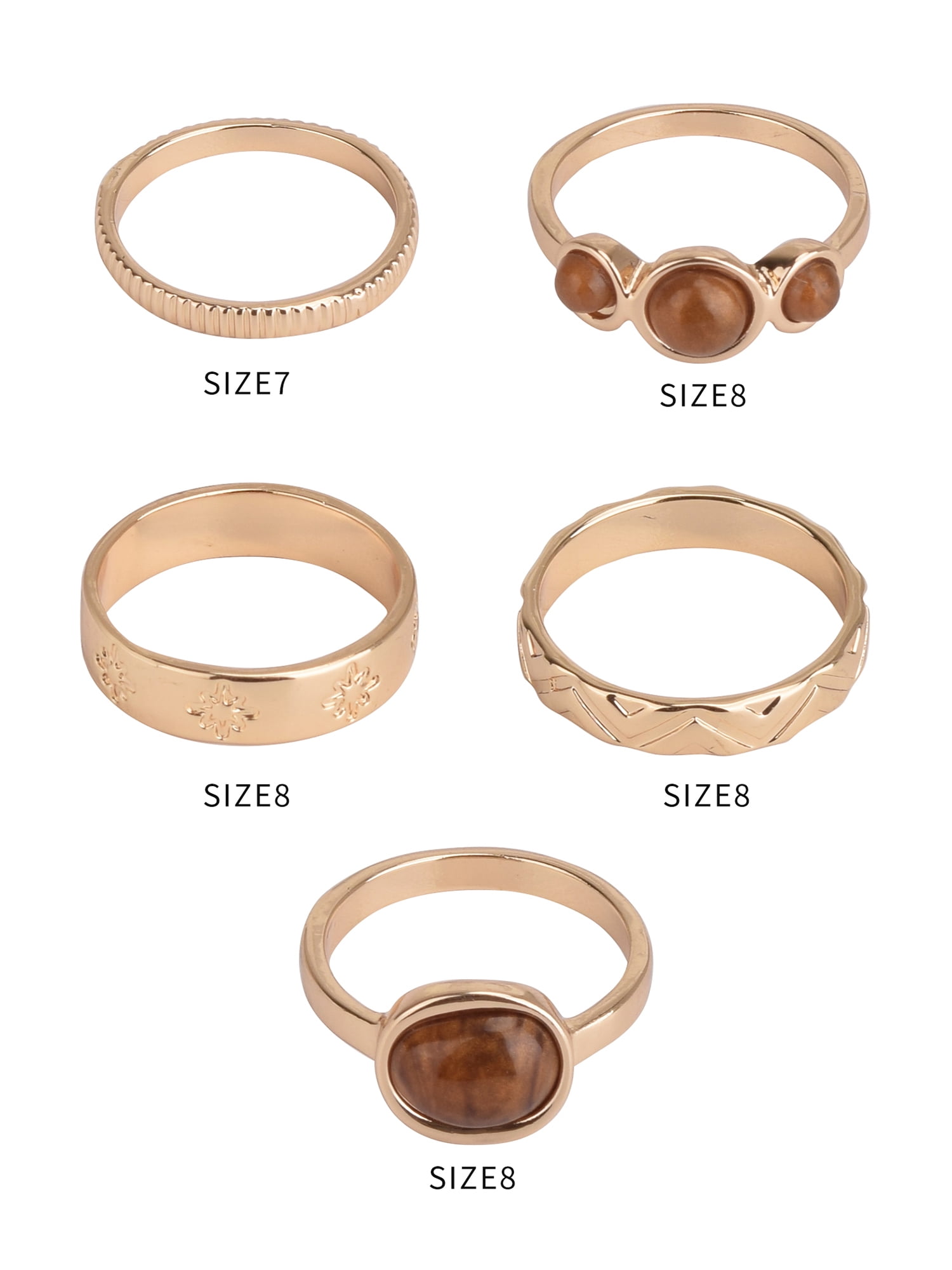 Time and Tru Women's Gold-Tone 5pc Multi-Stone Ring Set - Walmart.com