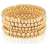 Time and Tru Women's Gold Tone Beaded Stretch Bracelet Set, 6-Piece - Walmart.com