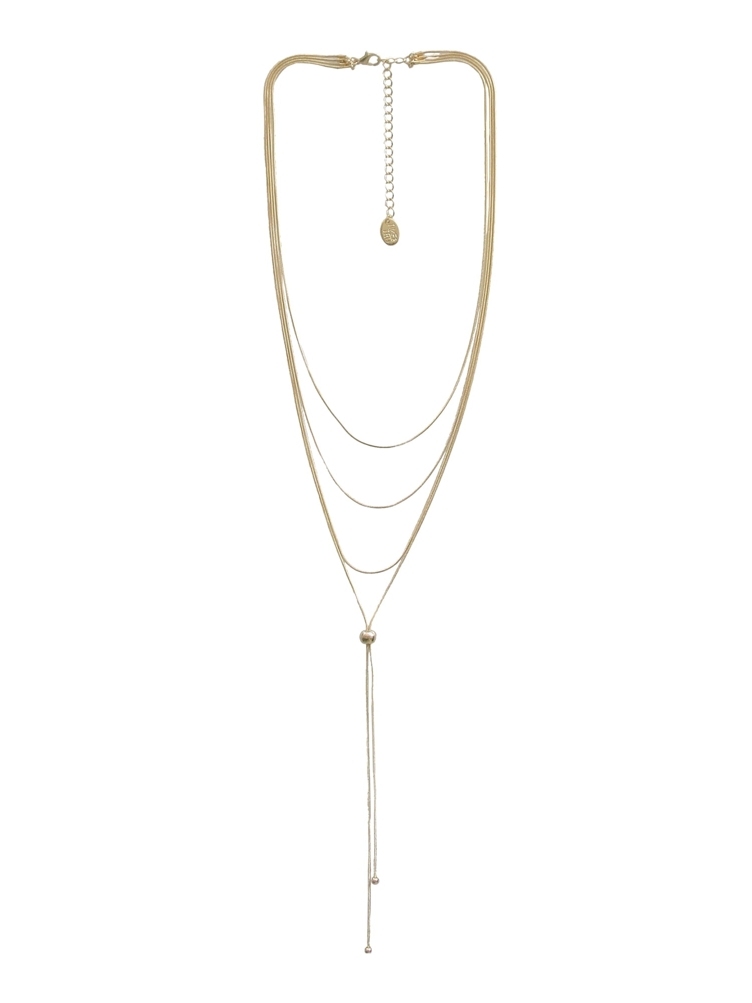Time and Tru Women's Gold Tone Fringe Layered Chain Drop Necklace ...