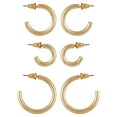 Time and Tru Women's Gold Tone Graduated Hoop Earrings Set 3-Pack 3/4 ...