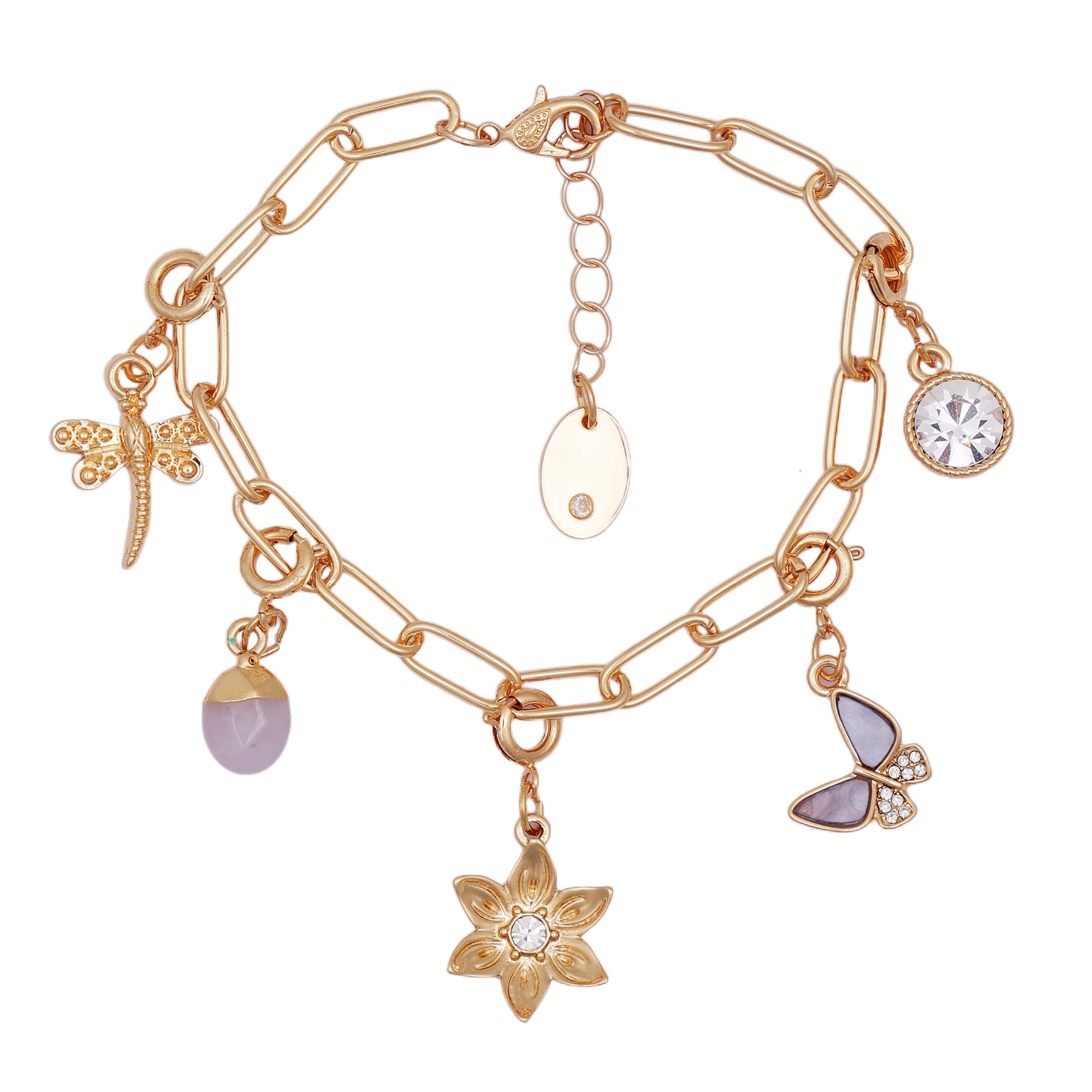 Time and Tru Women's Gold-Tone Interchangeable Garden Theme Charms ...