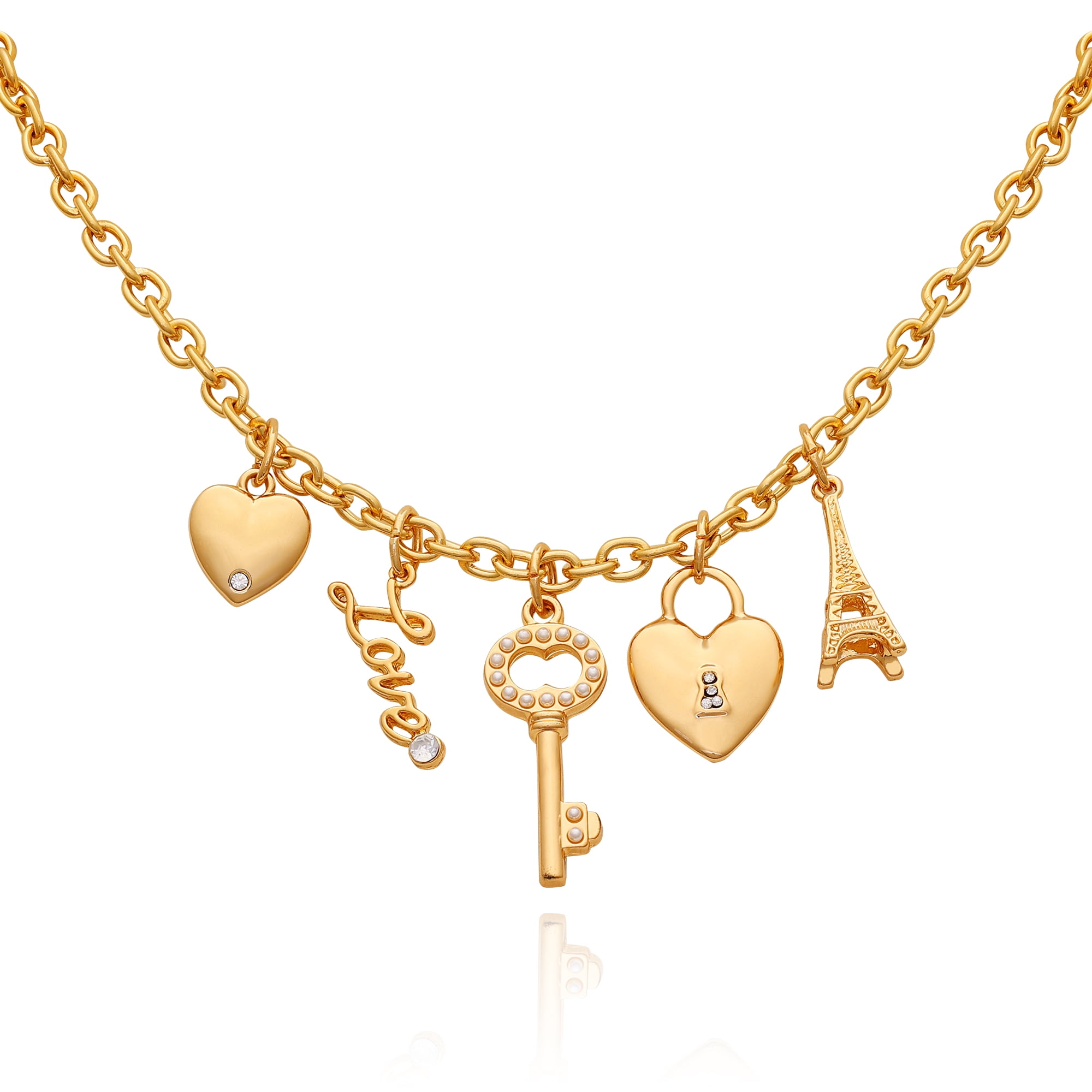 Time and Tru Women's Gold-Tone Interchangeable Love Theme Charms ...