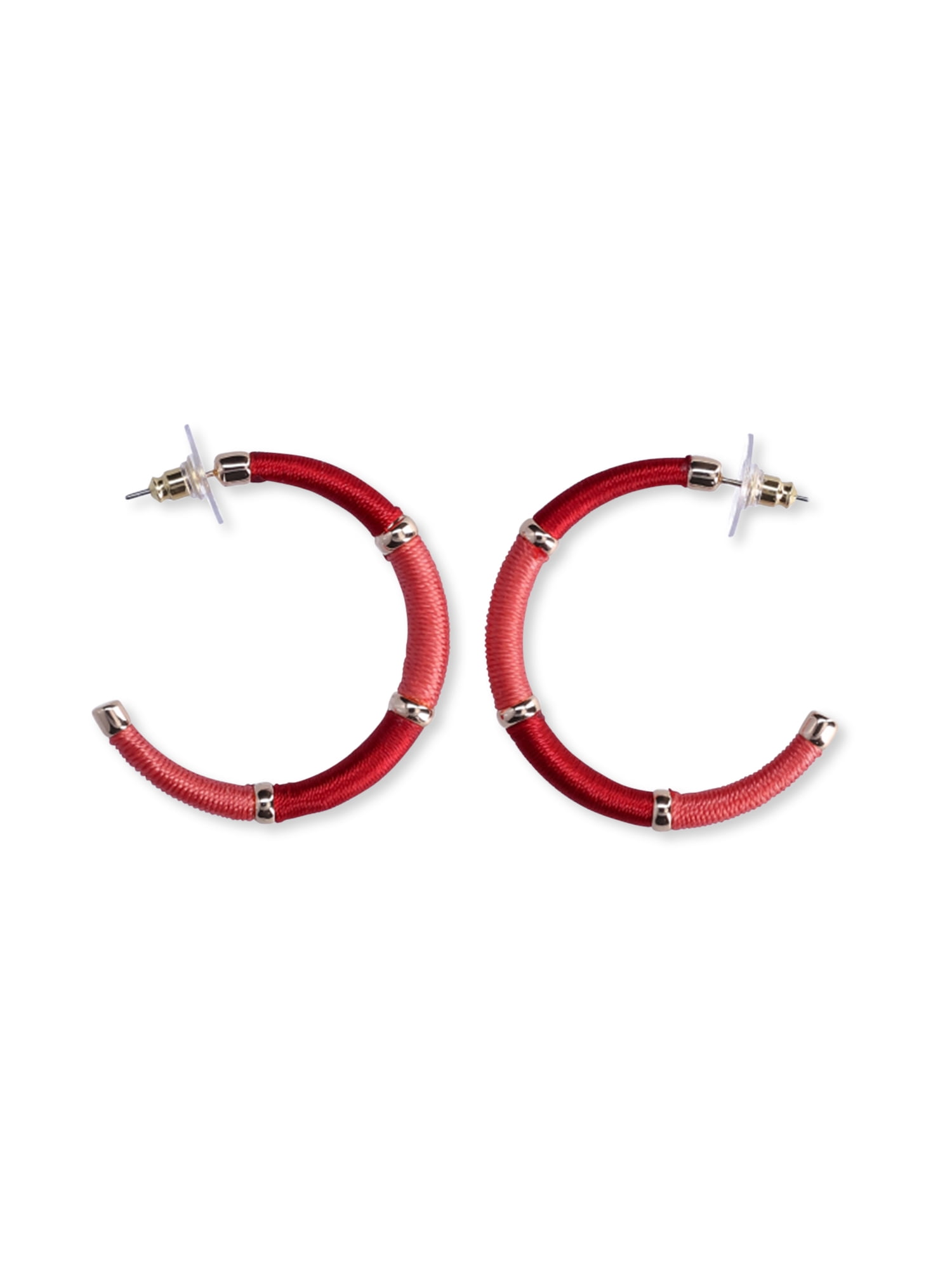 Time and Tru Women's Gold Tone Thread Wrap Hoop Earrings - Walmart.com