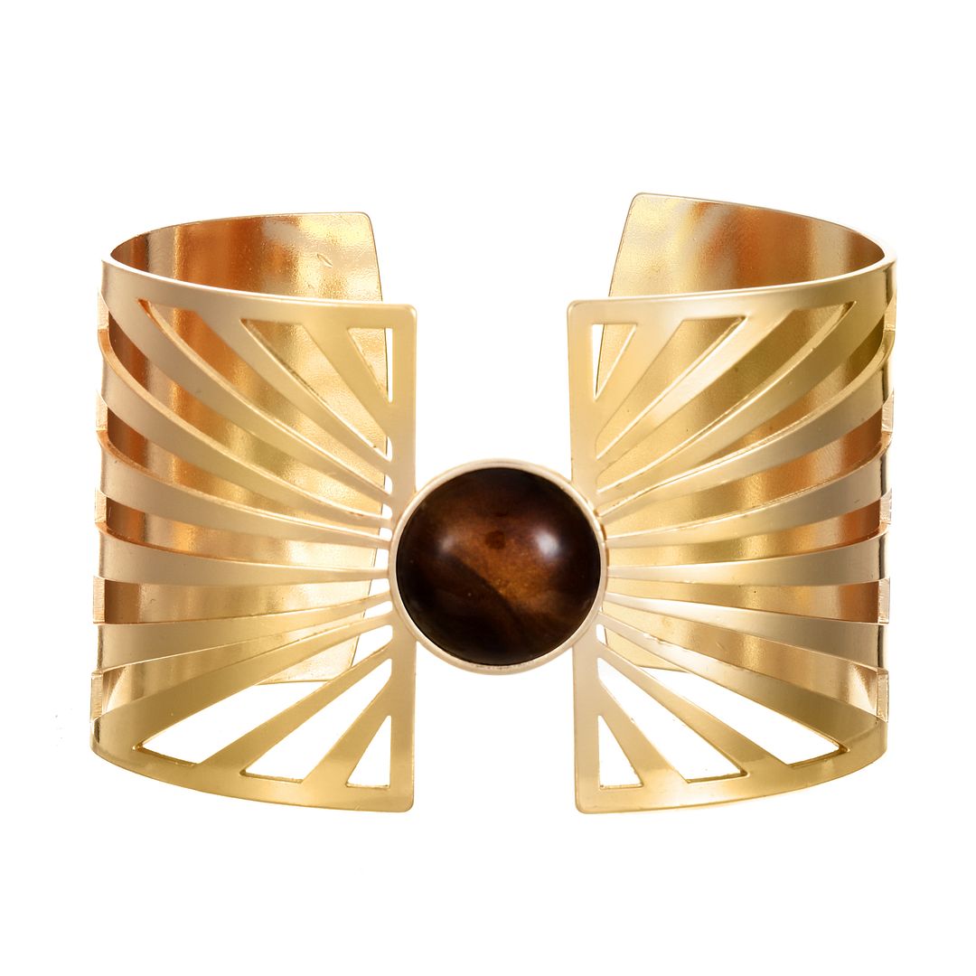 Time and Tru Women's Goldtone Cuff Bracelet, Tiger's Eye - Walmart.com