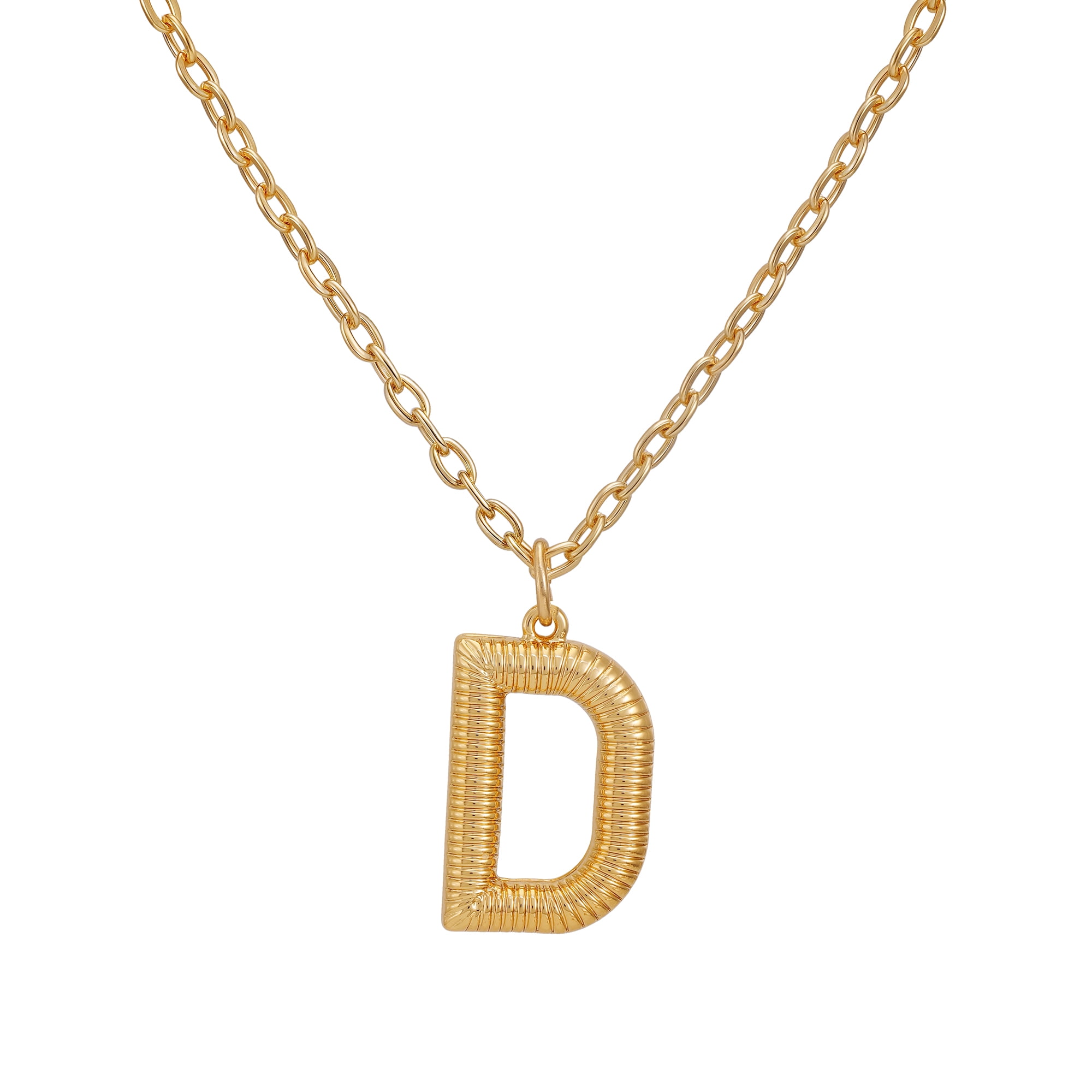 Time and Tru Women's Goldtone Initial D Necklace with Giftable Pouch ...