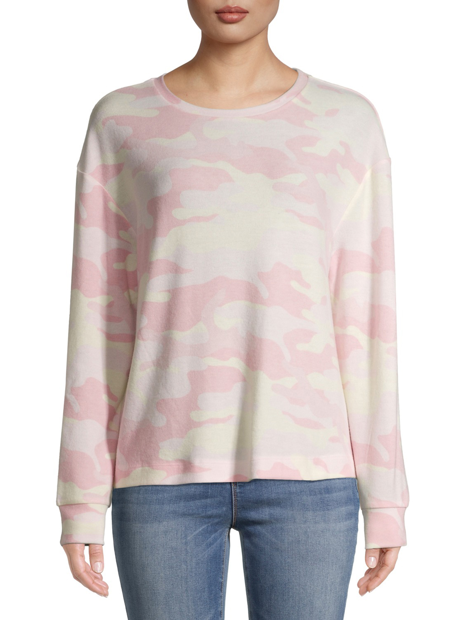 Time and Tru Women's Hacci Knit Crewneck Pullover Top - Walmart.com