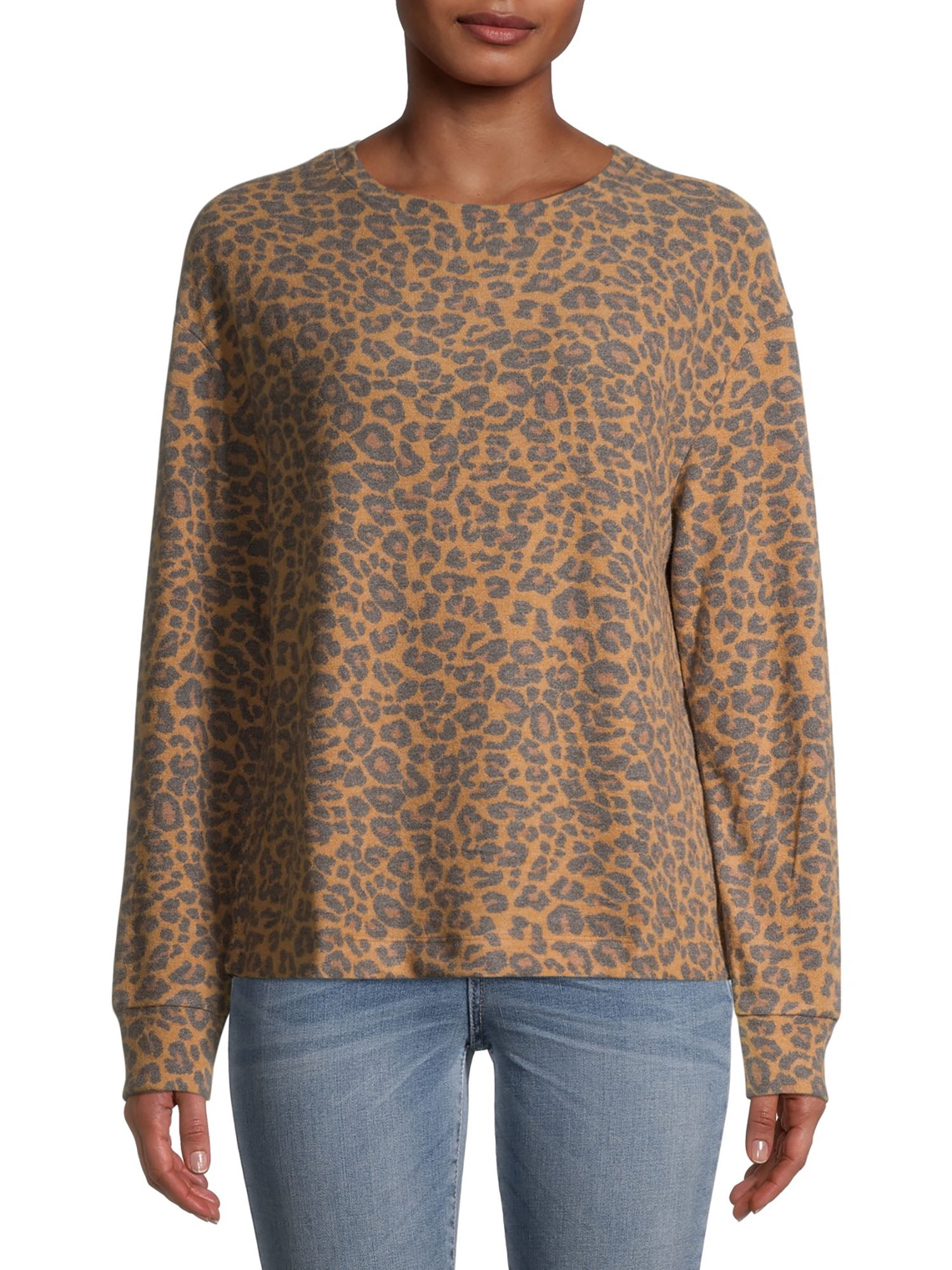 Time and Tru Women's Hacci Knit Crewneck Pullover Top - Walmart.com