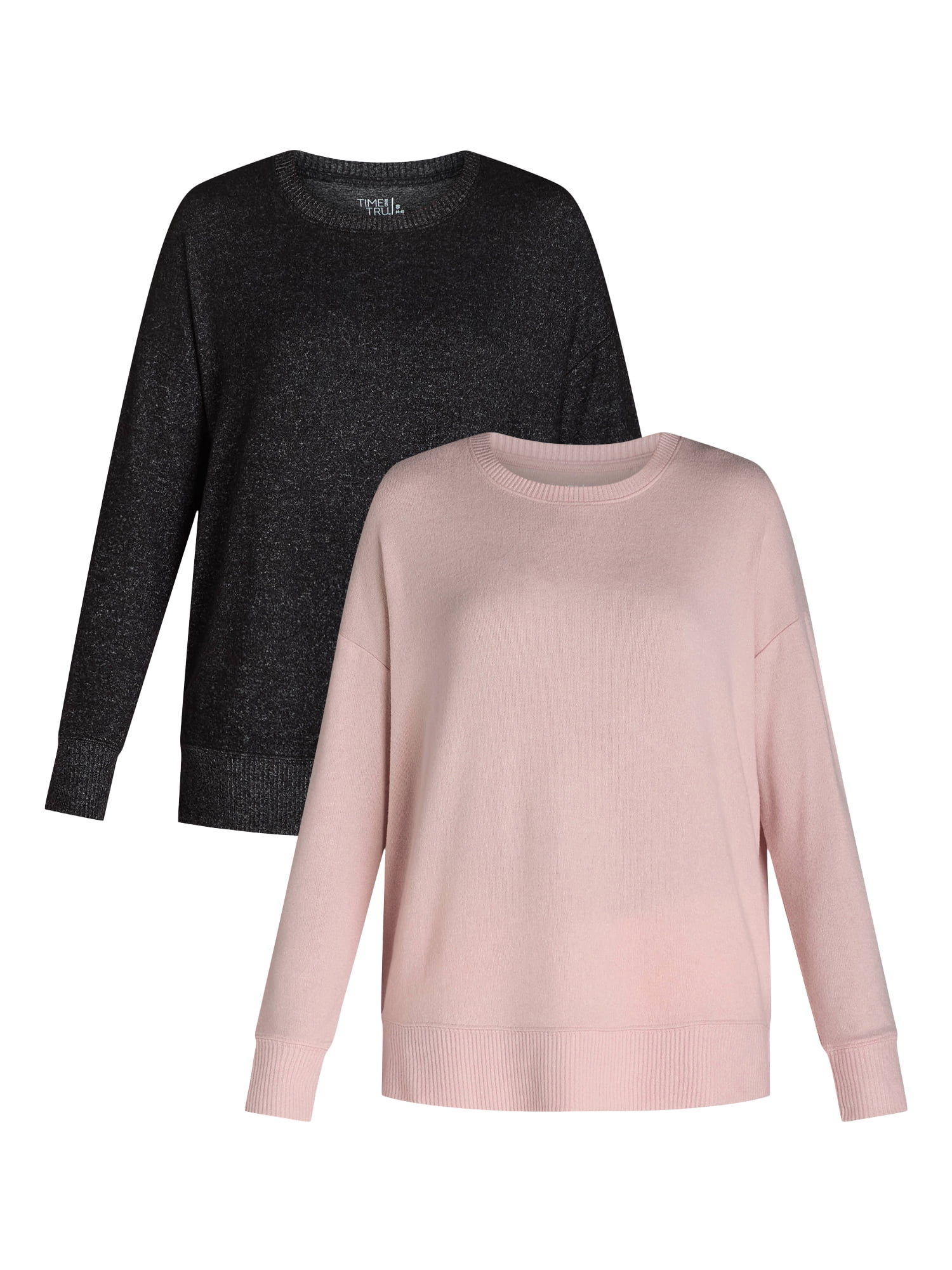 Time and Tru Women's Hacci Knit Pullover with Long-Sleeves, Single and ...