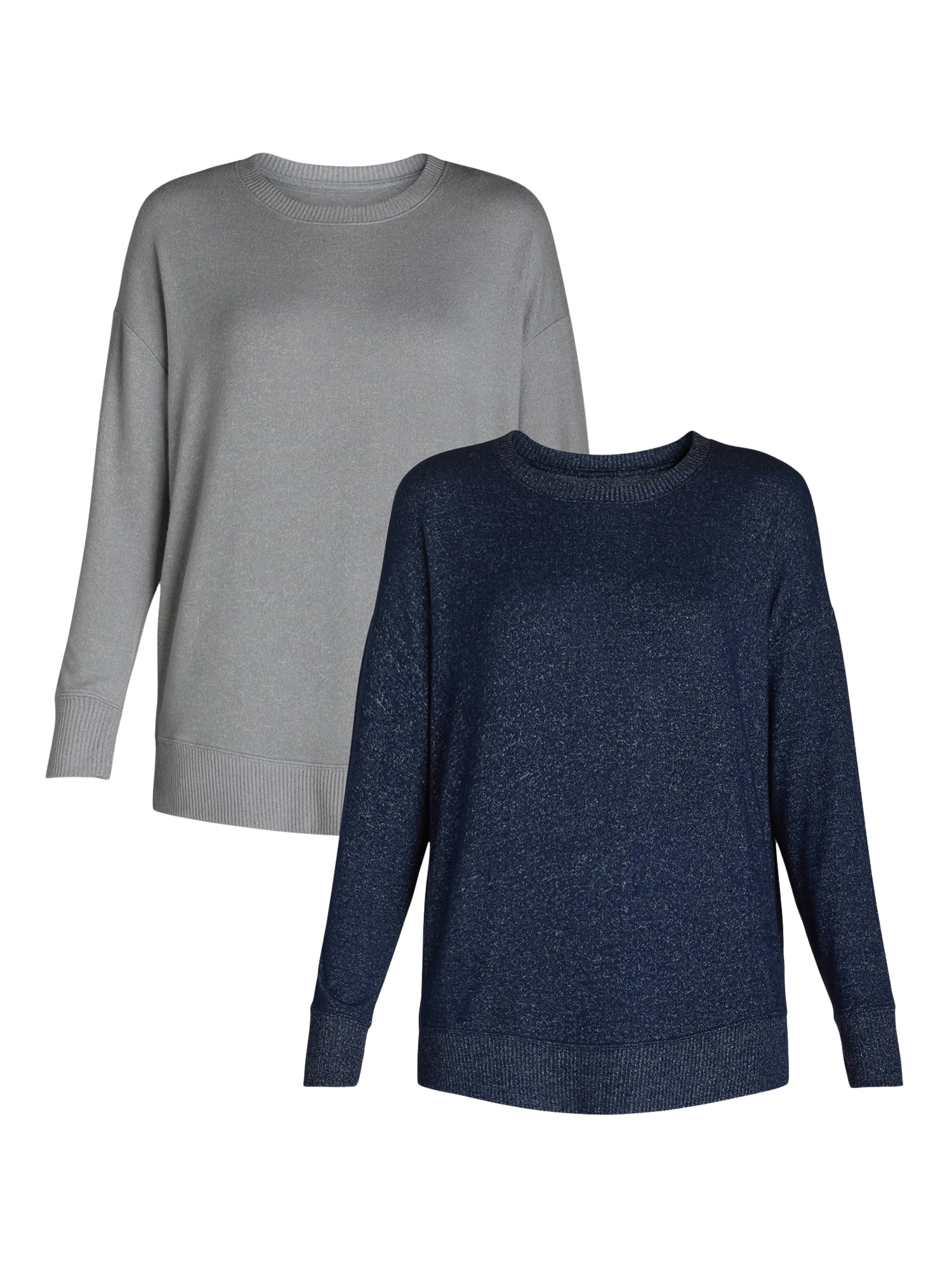 Time and Tru Women's Hacci Knit Pullover with Long-Sleeves, Single and ...