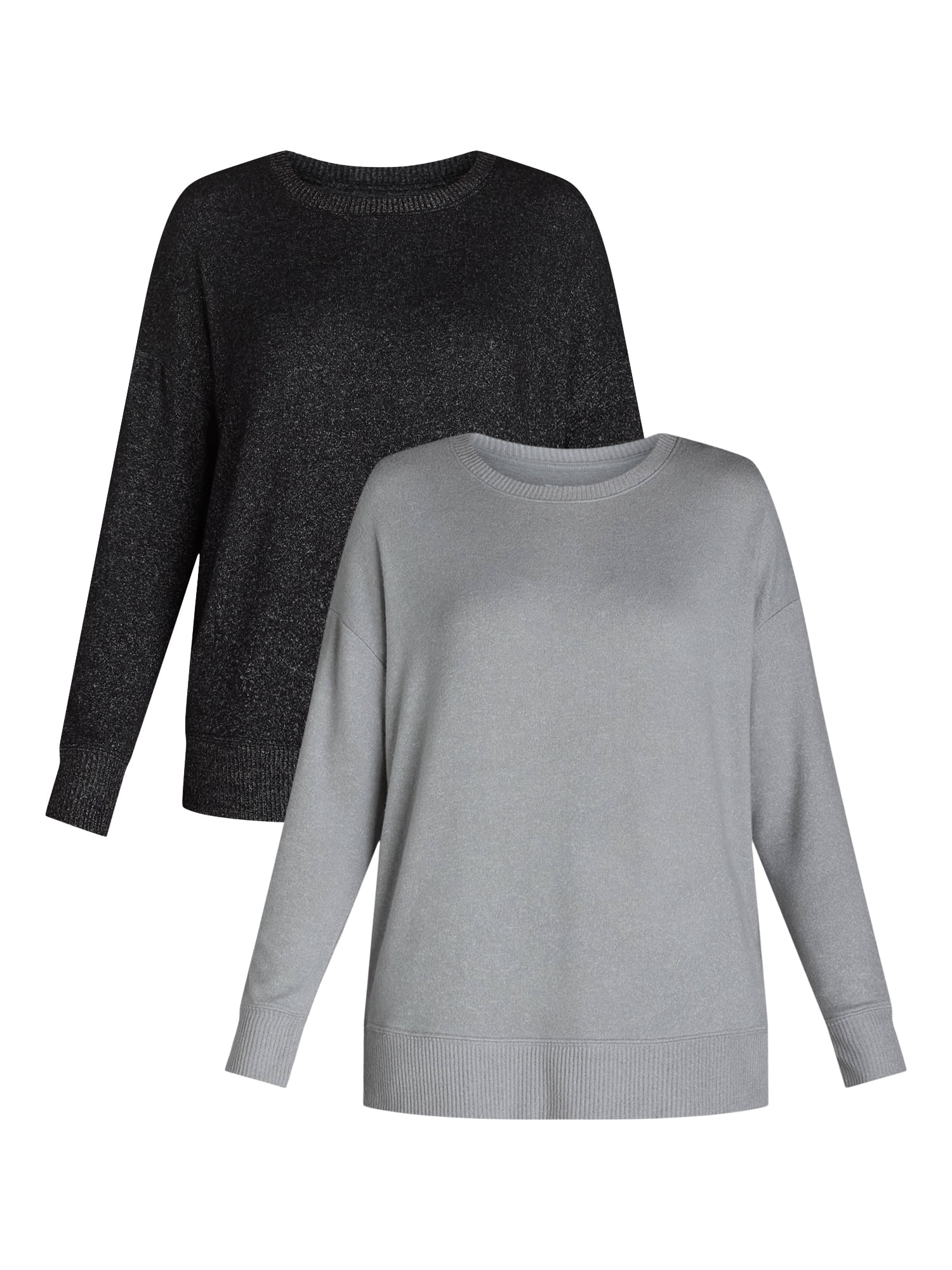 Time and Tru Women's Hacci Knit Pullover with Long-Sleeves, Single and ...