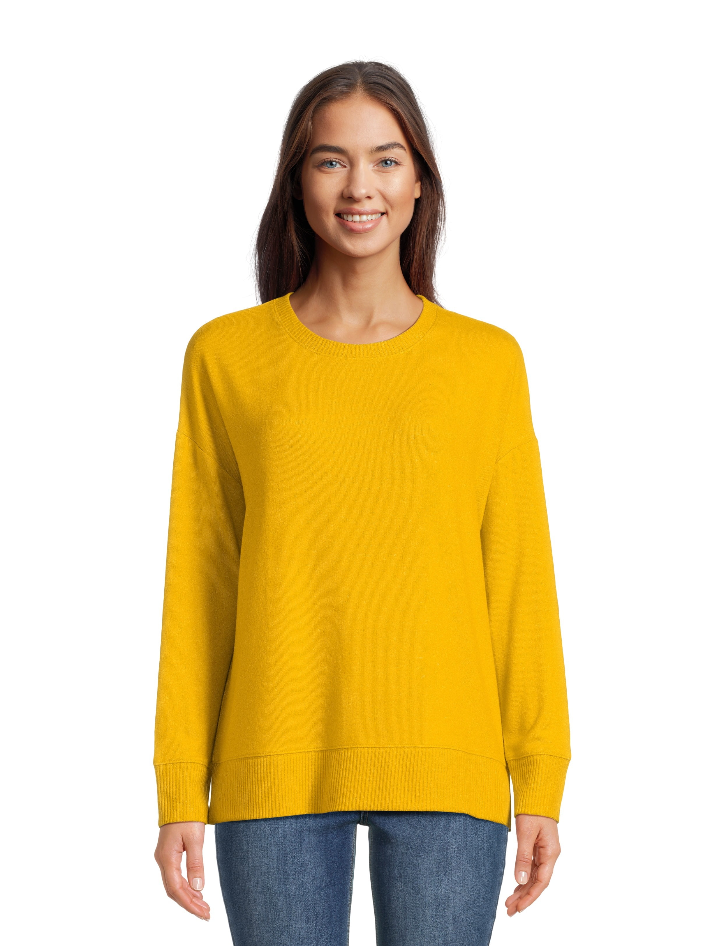Time and Tru Women's Hacci Knit Pullover with Long-Sleeves, Single and ...