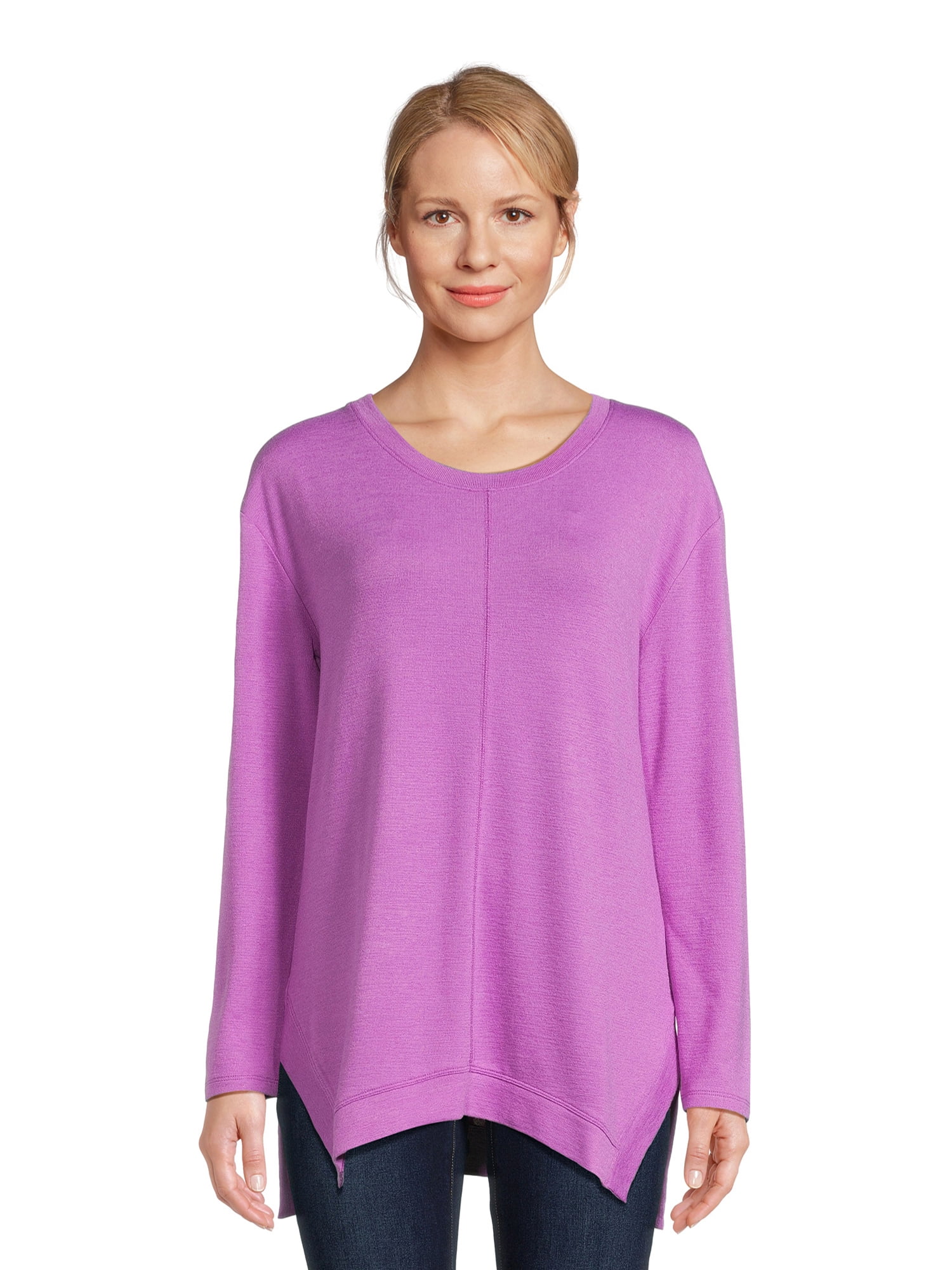 Time and Tru women's Hacci Knit Tunic Top - Long Sleeve - Walmart.com