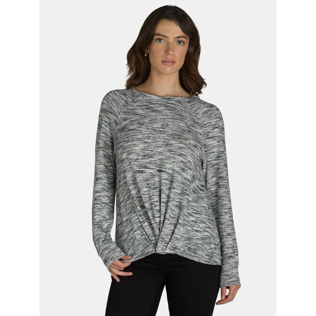 Time and Tru Women's Hacci Knit Knot Front Top, Sizes XS-XXXL - Walmart.com