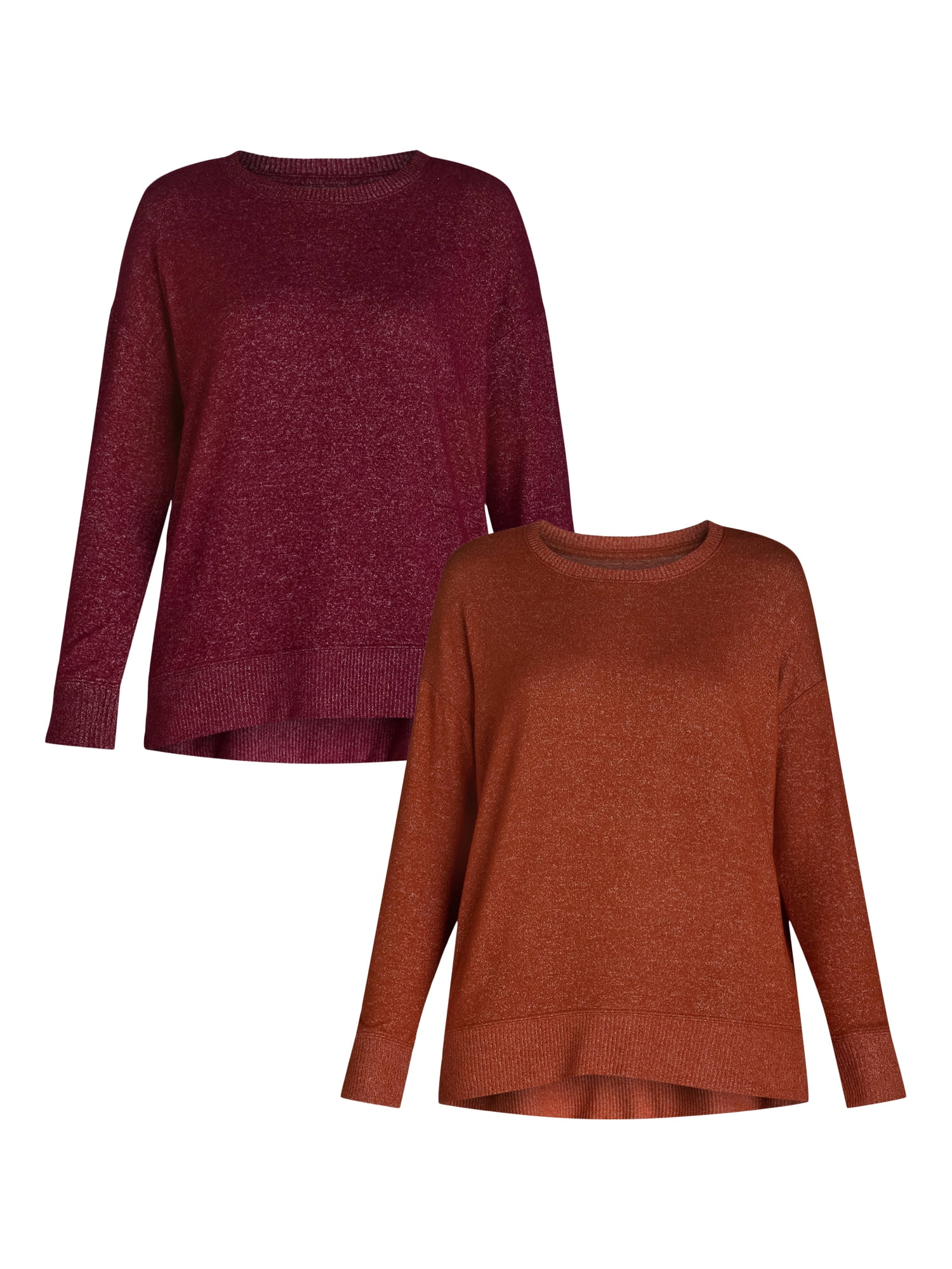 Time and Tru Women’s Hacci Knit Sweatshirt, 2-Pack, Sizes XS-XXXL ...