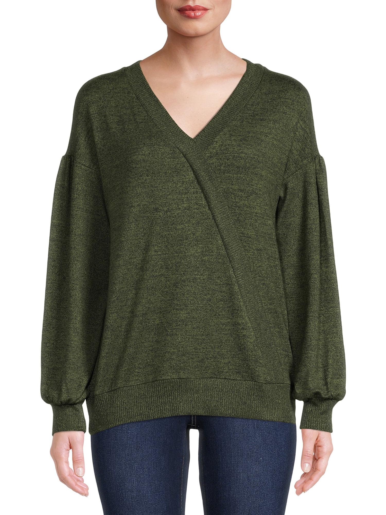 Time and Tru Women's Hacci Wrap Top - Walmart.com