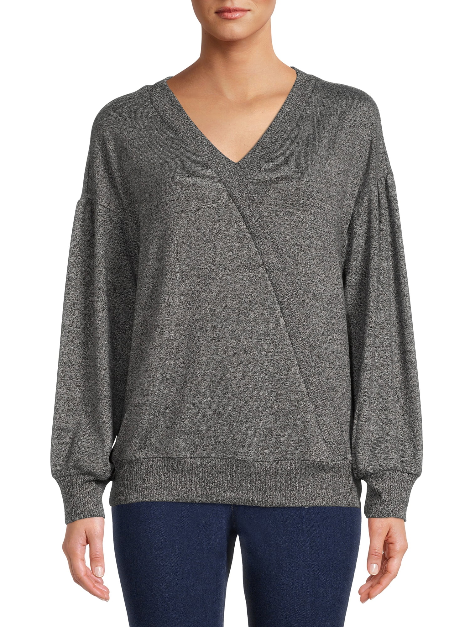 Time and Tru Women's Hacci Wrap Top - Walmart.com