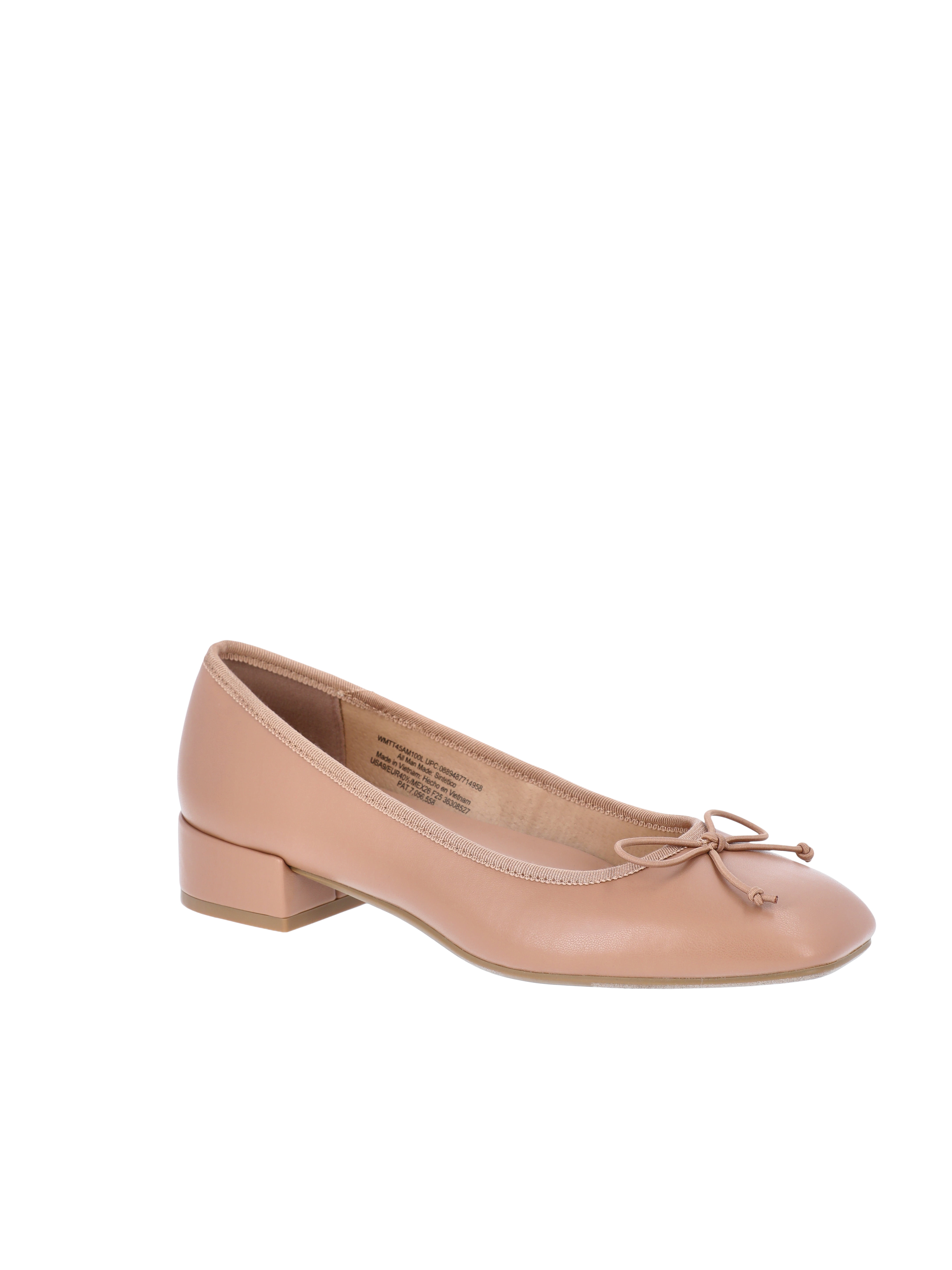 Time and Tru Women's String Bow Block Heel Ballet Shoes, Wide Width ...