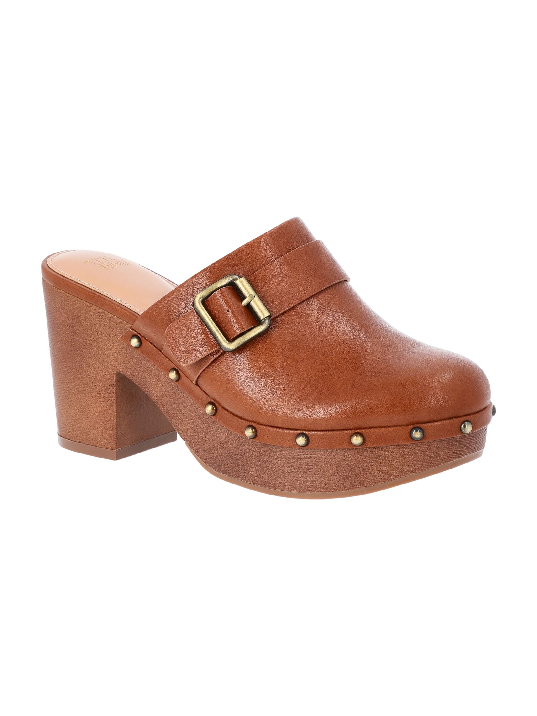 Time and Tru Women's Faux Leather Heeled Clogs - Walmart.com