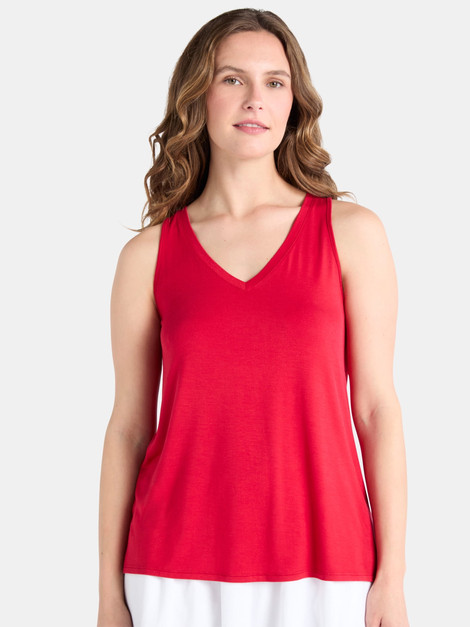 Time and Tru Women's High Low Tank Top XS-XXXL V-Neck Sleeveless ...