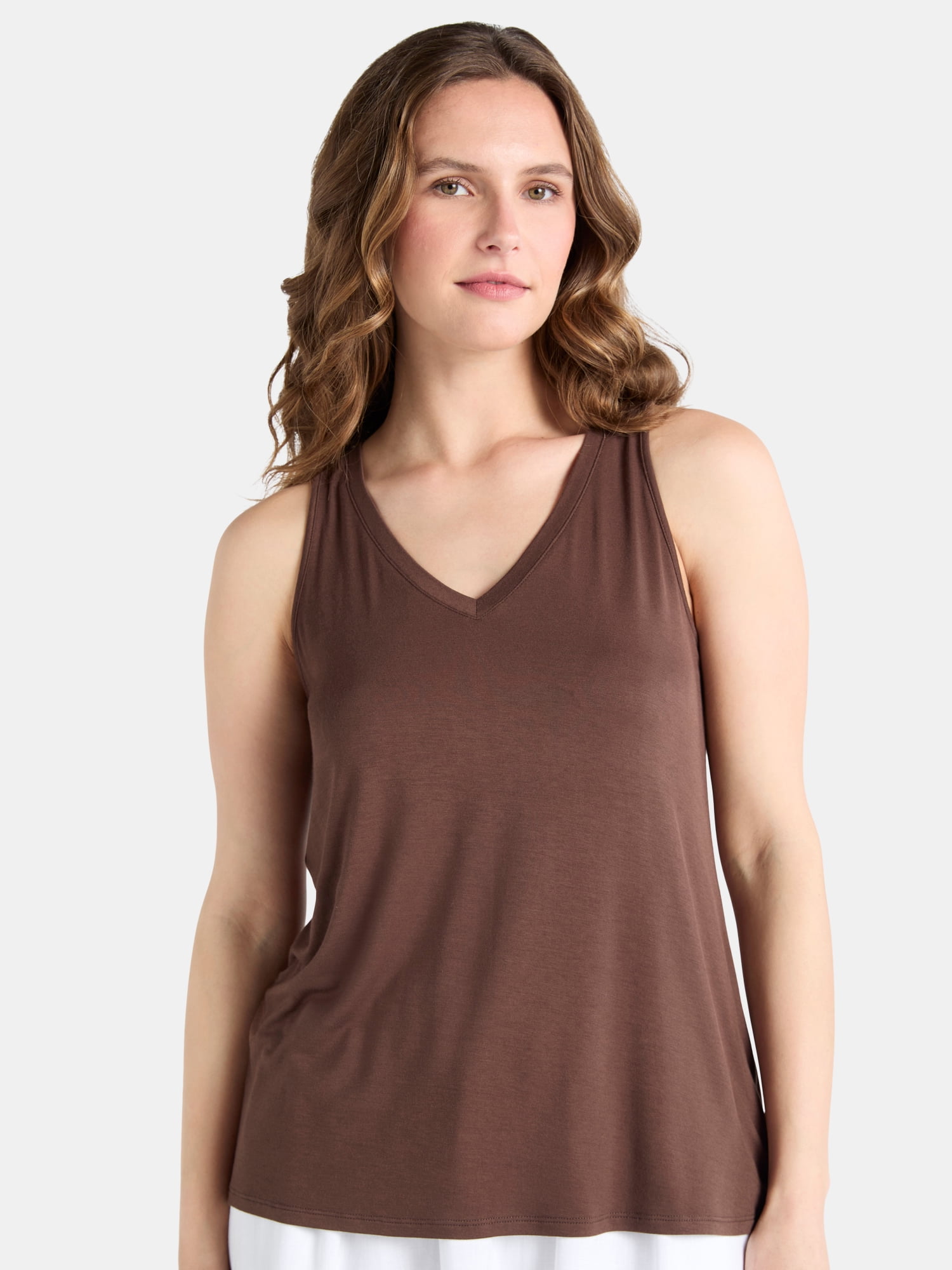 Time and Tru Women's High-Low Tank Top Sizes XS-XXXL V-Neck Sleeveless ...