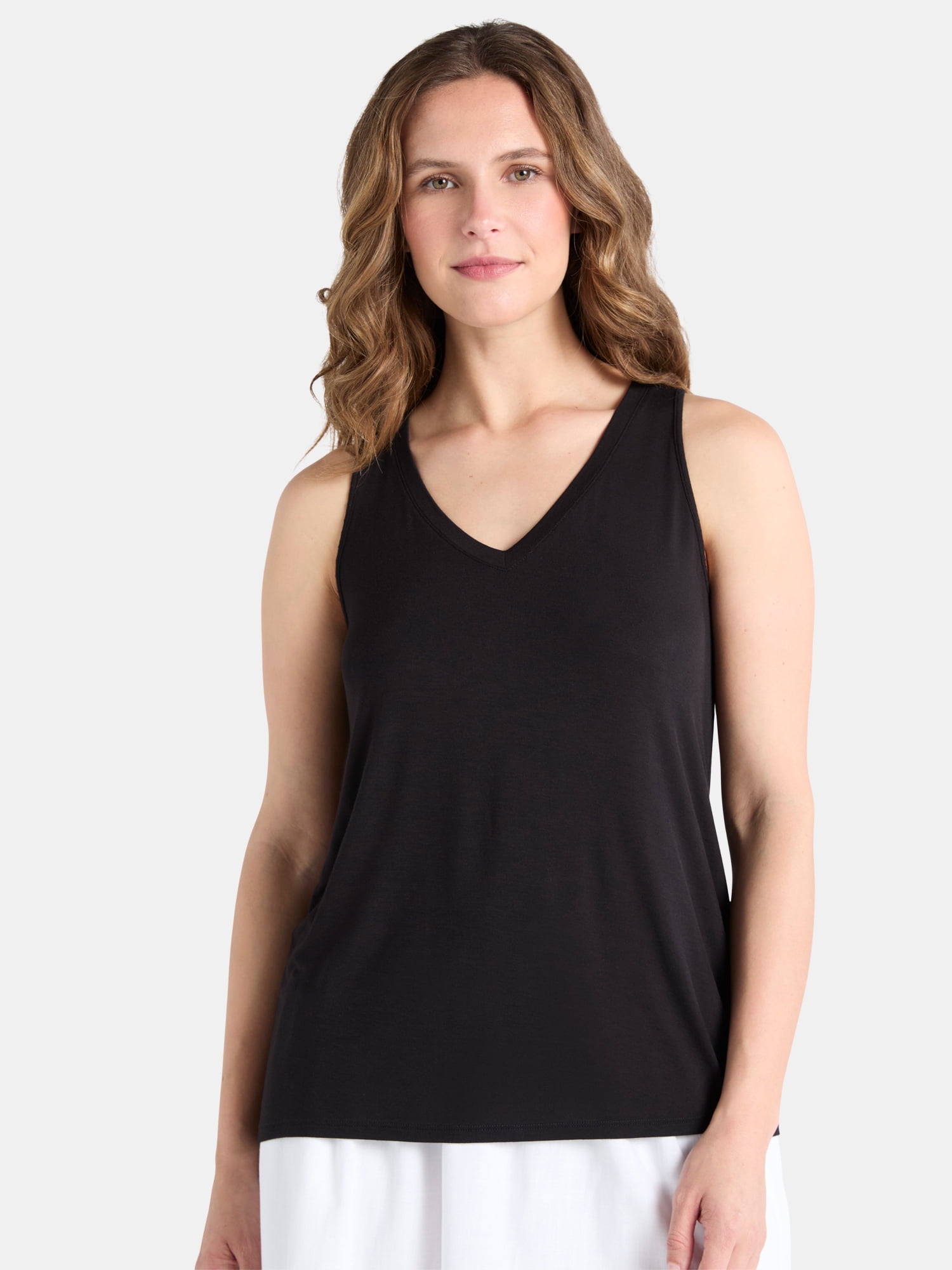 Time and Tru Women's High Low Tank Top Sizes XS-XXXL V-Neck Sleeveless ...
