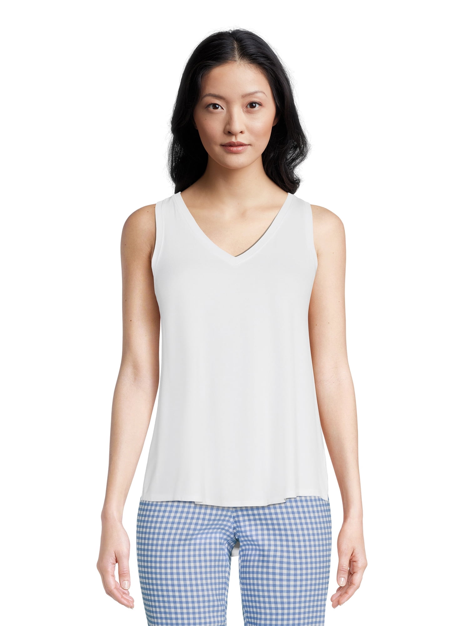 Time and Tru Women's High Low V-Neck Tank Top - Walmart.com
