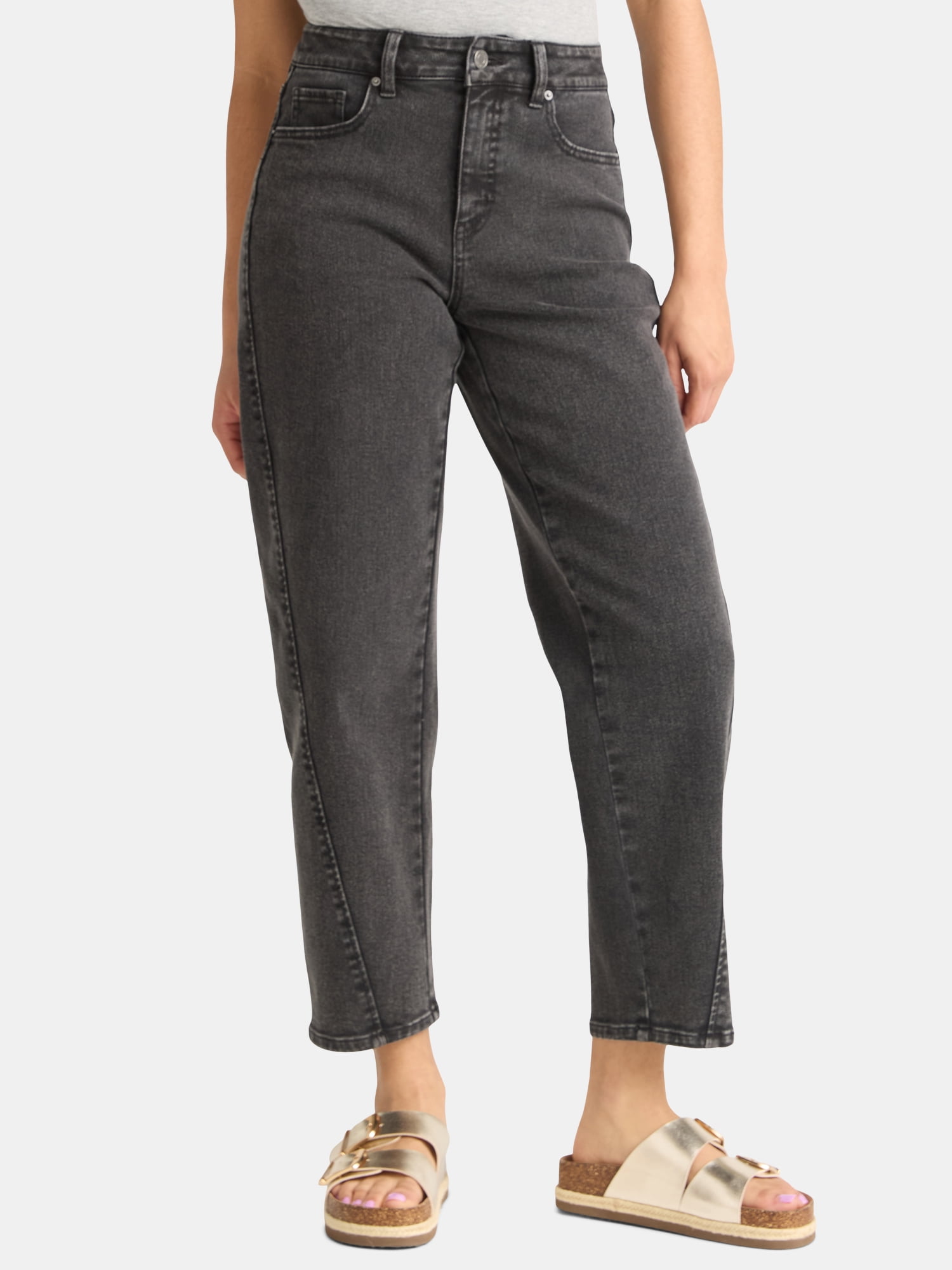 Time and Tru Women's High Rise Barrel Jeans, 26.5" Inseam, Sizes 0-20 - Walmart.com