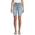 Time and Tru Women's High Rise Button Fly Denim Bermuda Short - Walmart.com