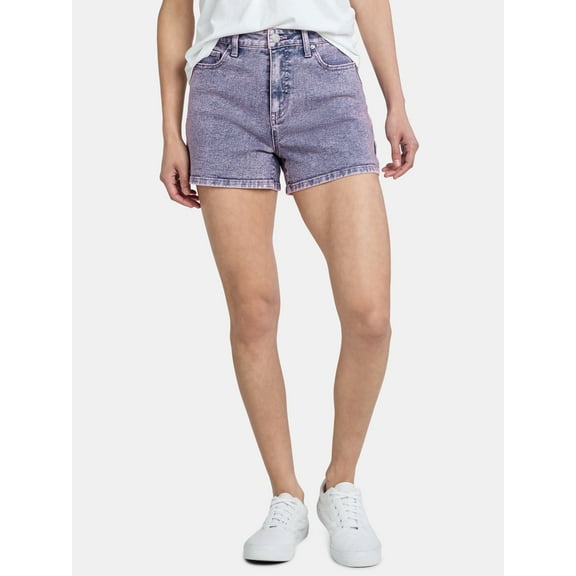 Time and Tru Women's High Rise Patch Pocket Denim Shorts, 4" Inseam ...