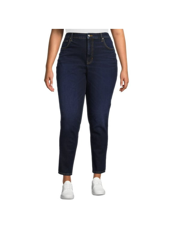 Jack David WOMENS PLUS SIZE Pull On Elastic Waist Stretch Denim jeans ...