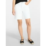 Time and Tru Women's High Rise Denim Bermuda Shorts, 9" Inseam, Sizes 0 ...