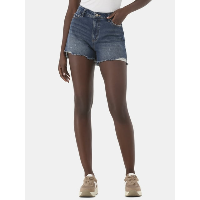 Time and Tru Women's High Rise Denim Short, 4" Inseam, Sizes 2-20 ...