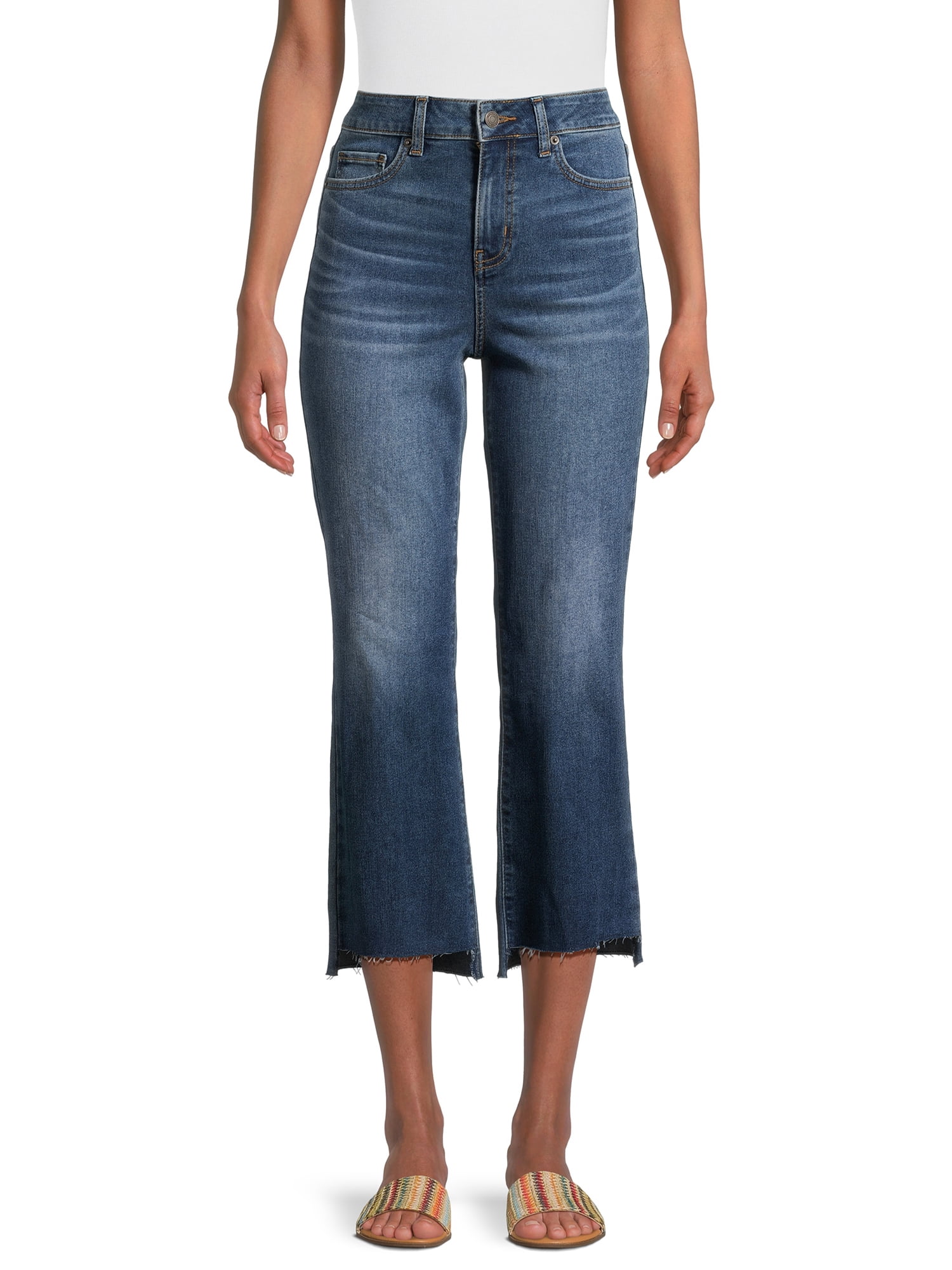Time and Tru Women's High Rise Kick Flare Jeans, 26" Inseam, Sizes 2-20 ...