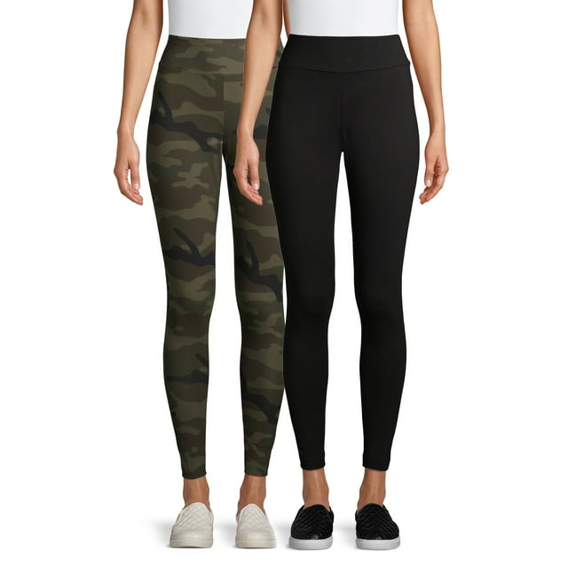 Time and Tru Women's High Rise Knit Leggings, 2-pack - Walmart.com