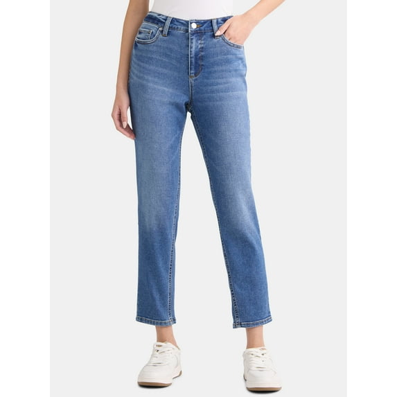 Time and Tru Women's High Rise Mom Jeans, 27" Inseam, Sizes 0-22 ...