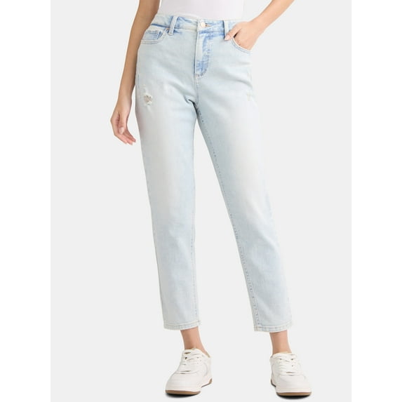 Time and Tru Women's High Rise Mom Jeans, 27" Inseam, Sizes 0-22 ...