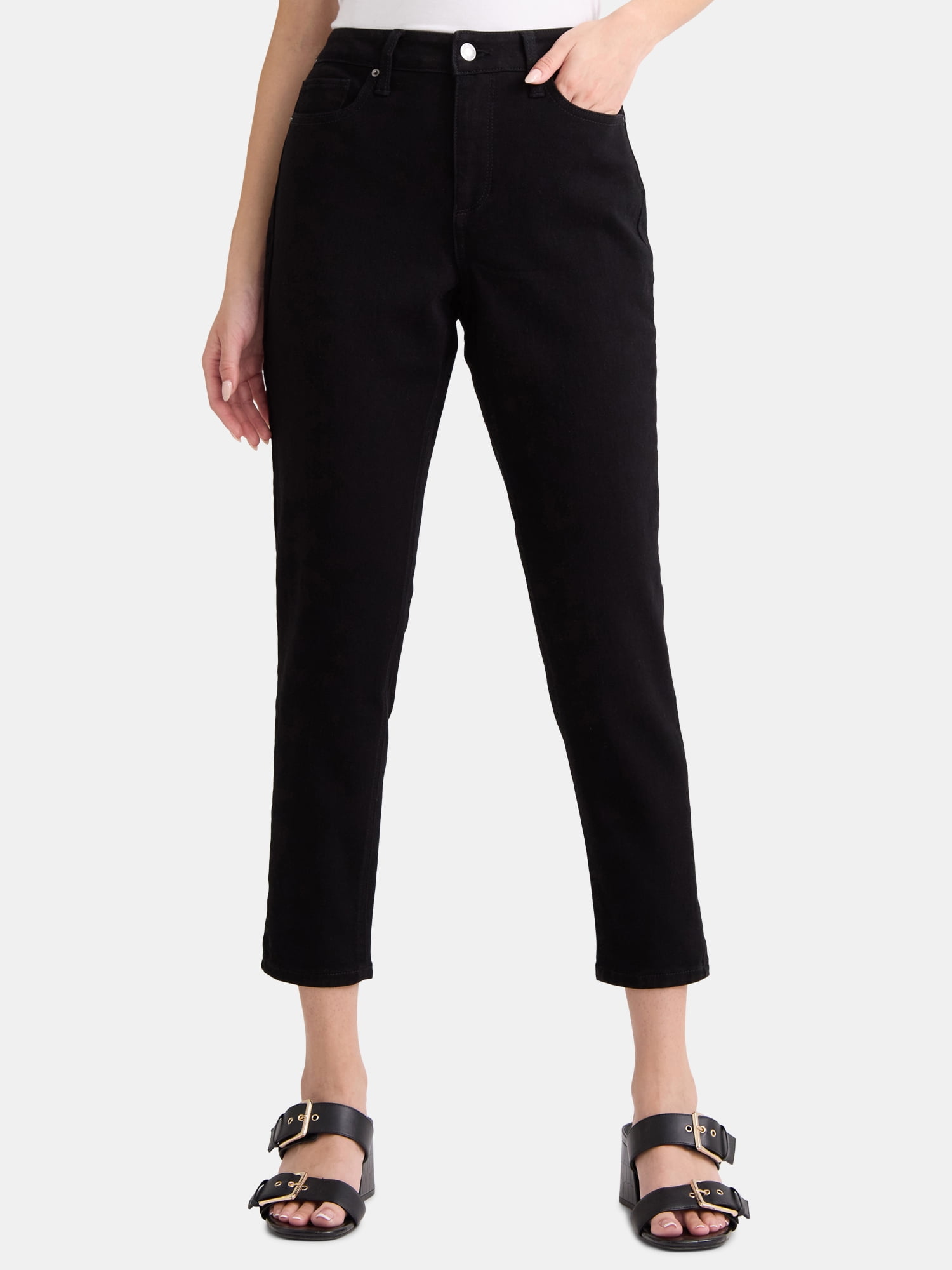 Time and Tru Women's High Rise Mom Jeans, 27" Inseam, Sizes 0-22 ...