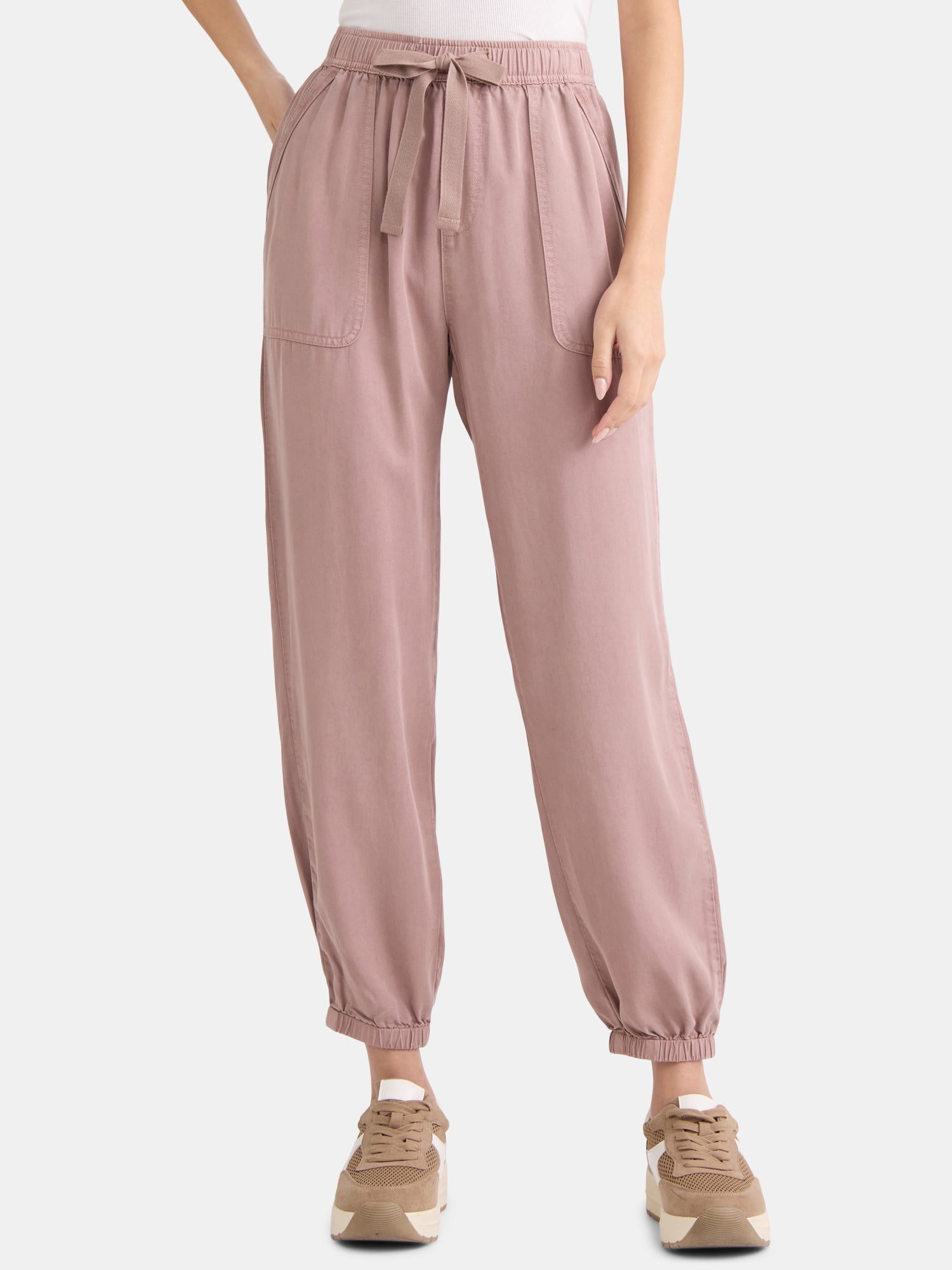 Time & Tru Women's High Rise Parachute Jogger, Lightweight, Adjustable ...