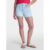 Time and Tru Women's High Rise Patch Pocket Denim Short, 4" Inseam ...