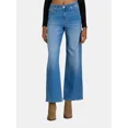 Time and Tru Women's and Women's Plus High Rise Seamed Wide Leg Jeans ...