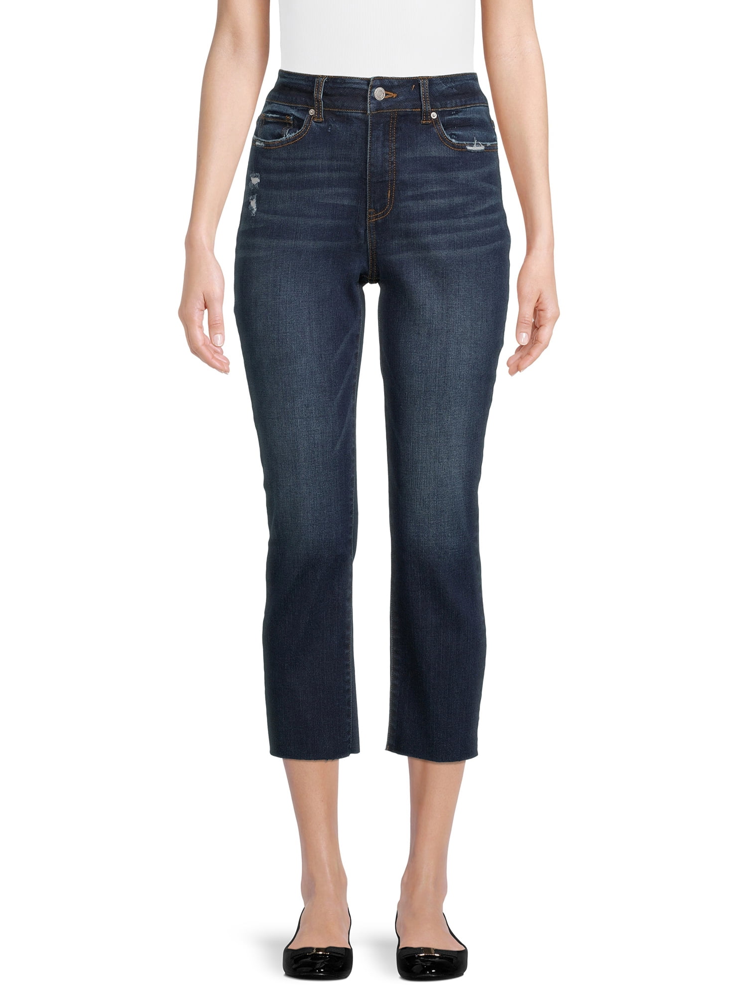 Time and Tru Women's High Rise Straight Crop Jean - Walmart.com