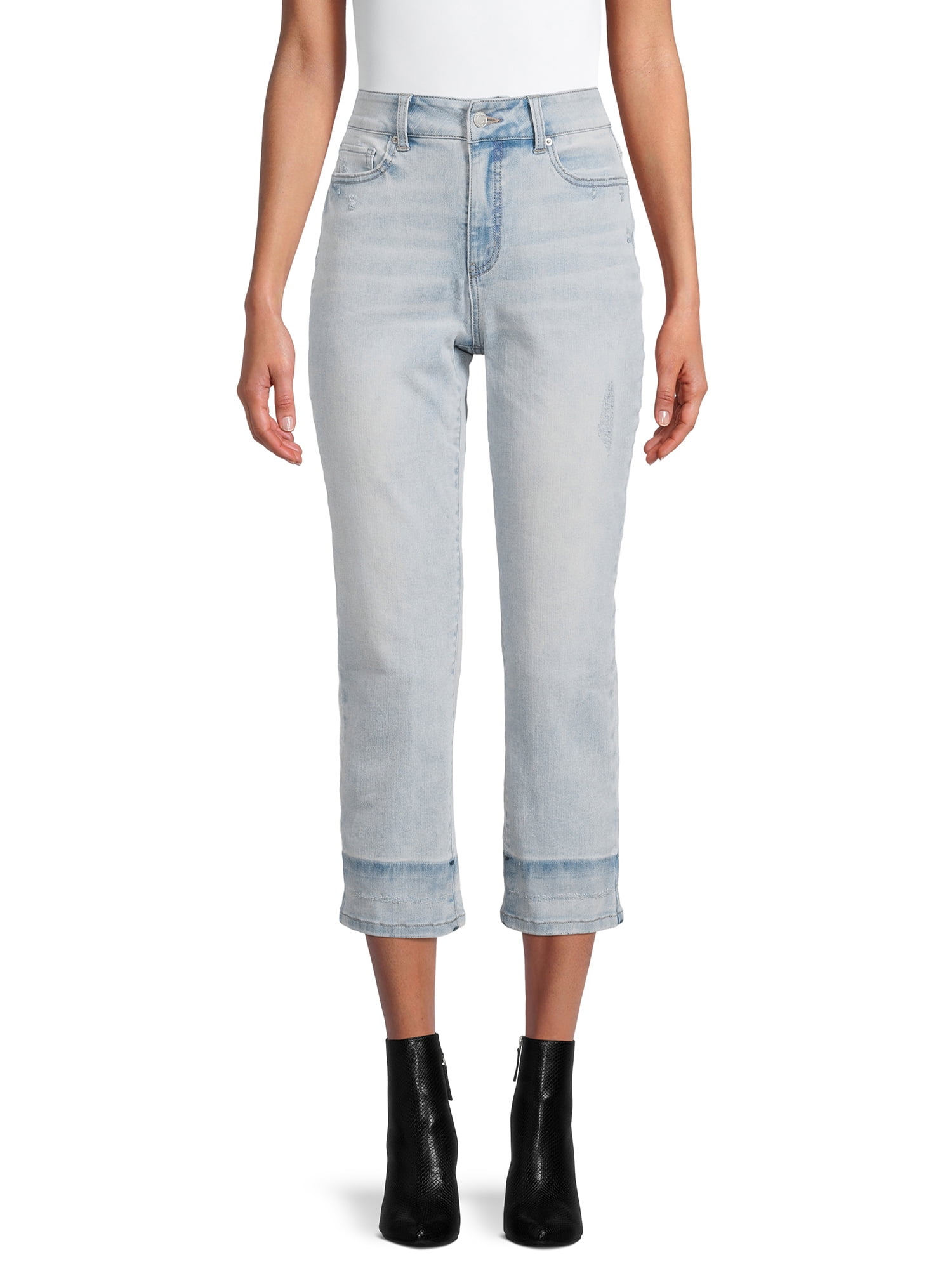 Time and Tru Women's High Rise Straight Crop Jean - Walmart.com
