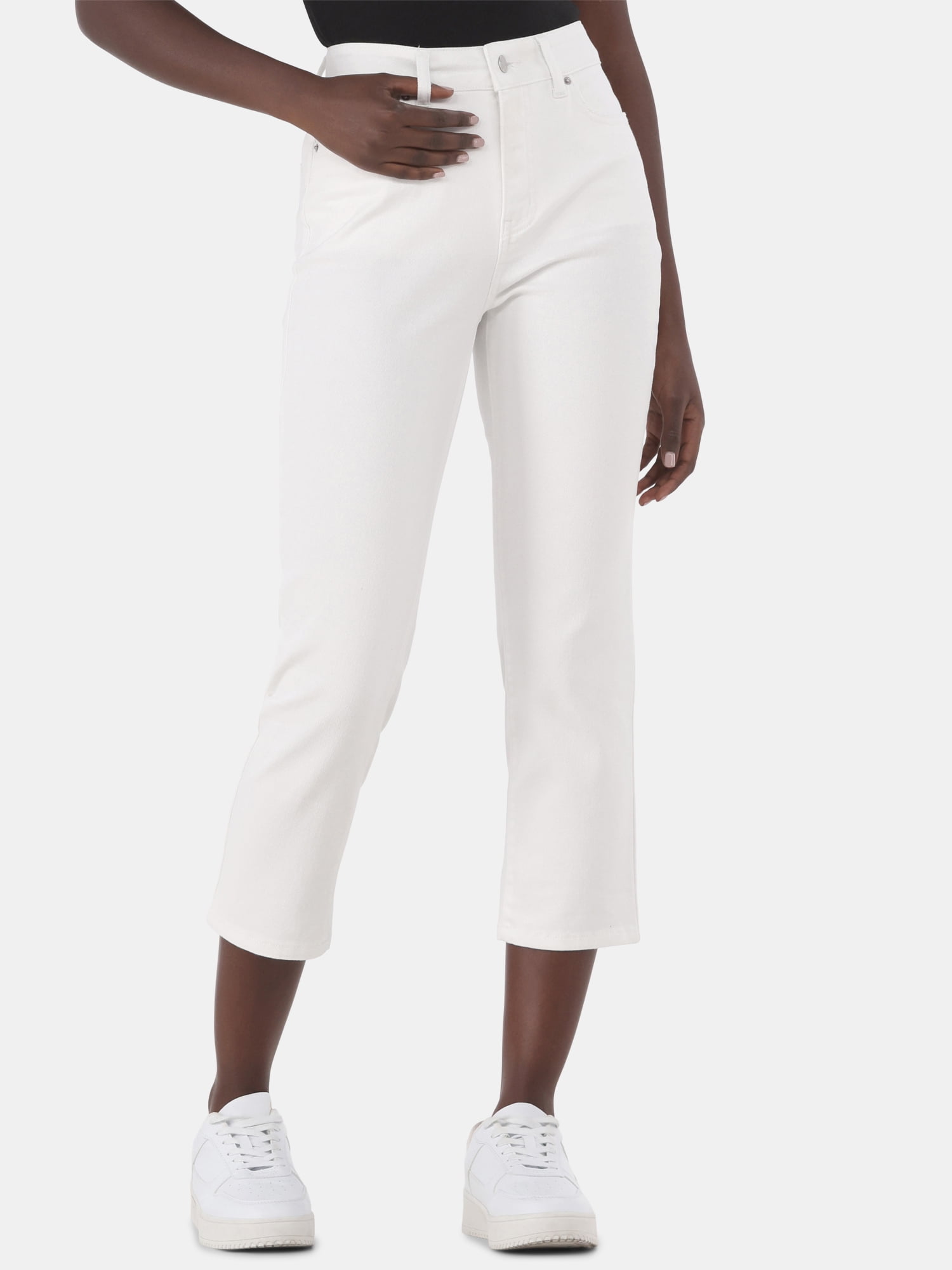 Time and Tru Women's High Rise Straight Leg Cropped Jeans, 25" Inseam ...