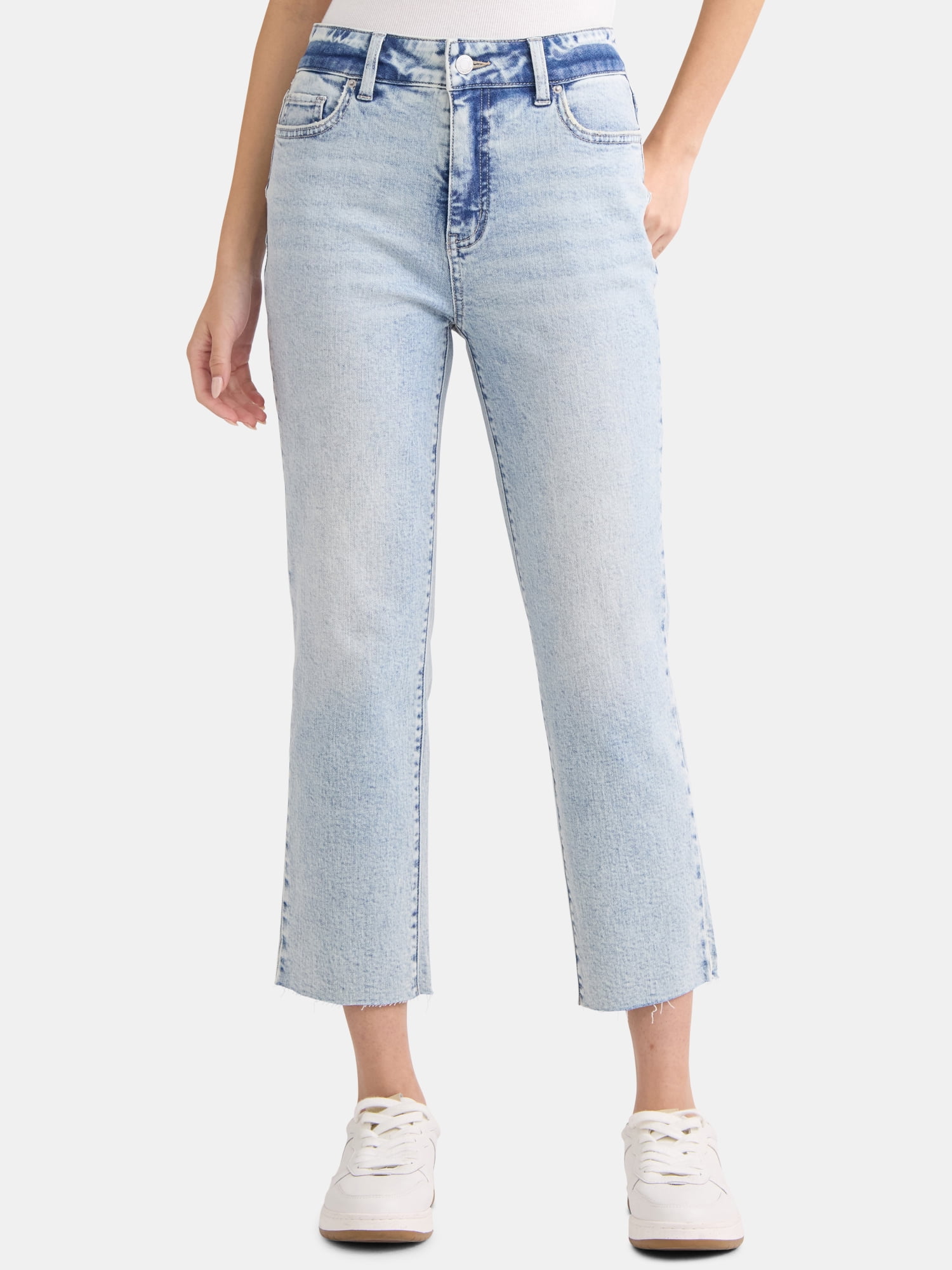 Time and Tru Women's High Rise Straight Leg Cropped Jeans Time and Tru Women's High Rise Straight Leg Cropped Jeans