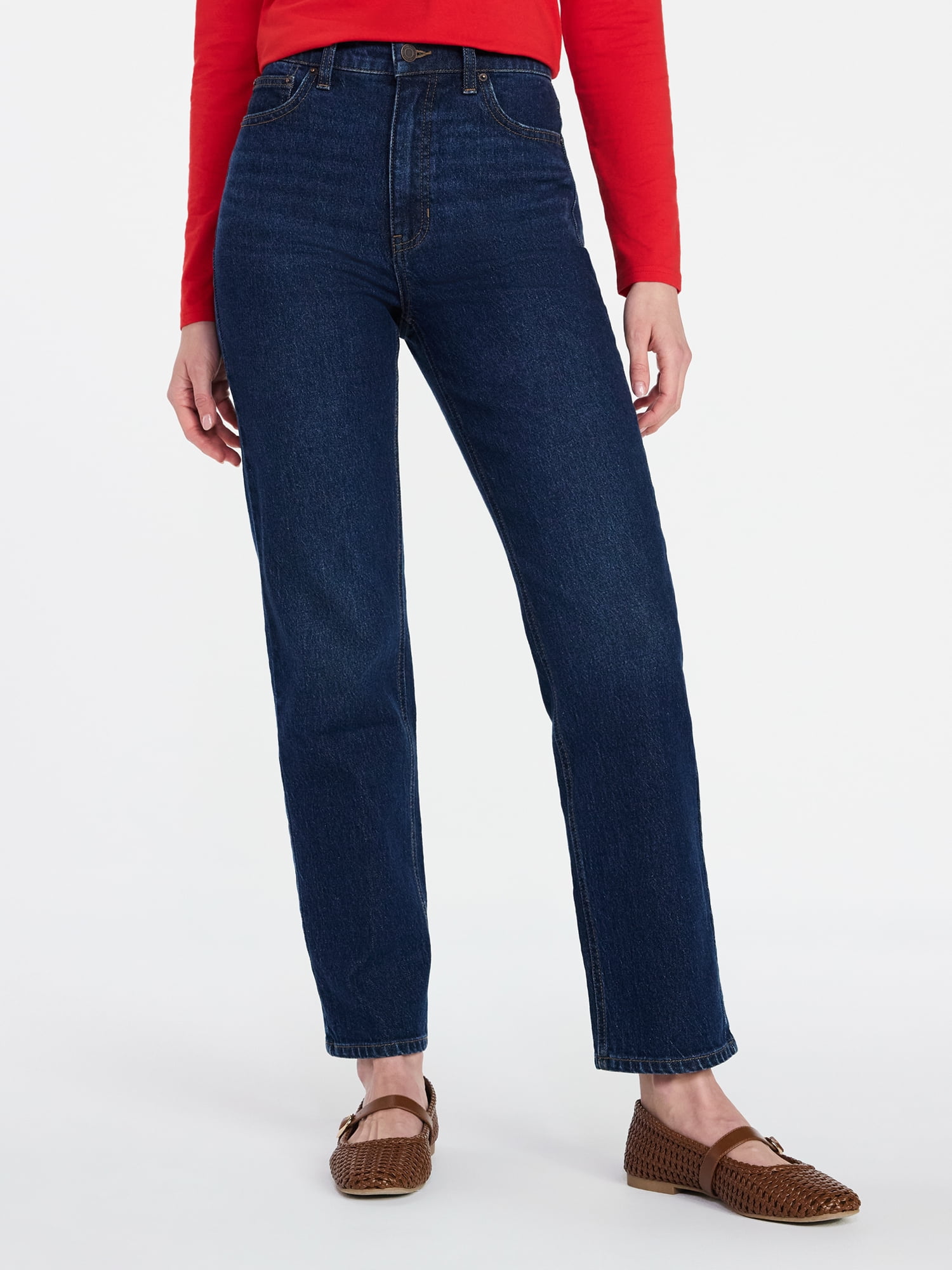 Time and Tru Women's High Rise Straight Leg Jeans, 30" Inseam Regular ...
