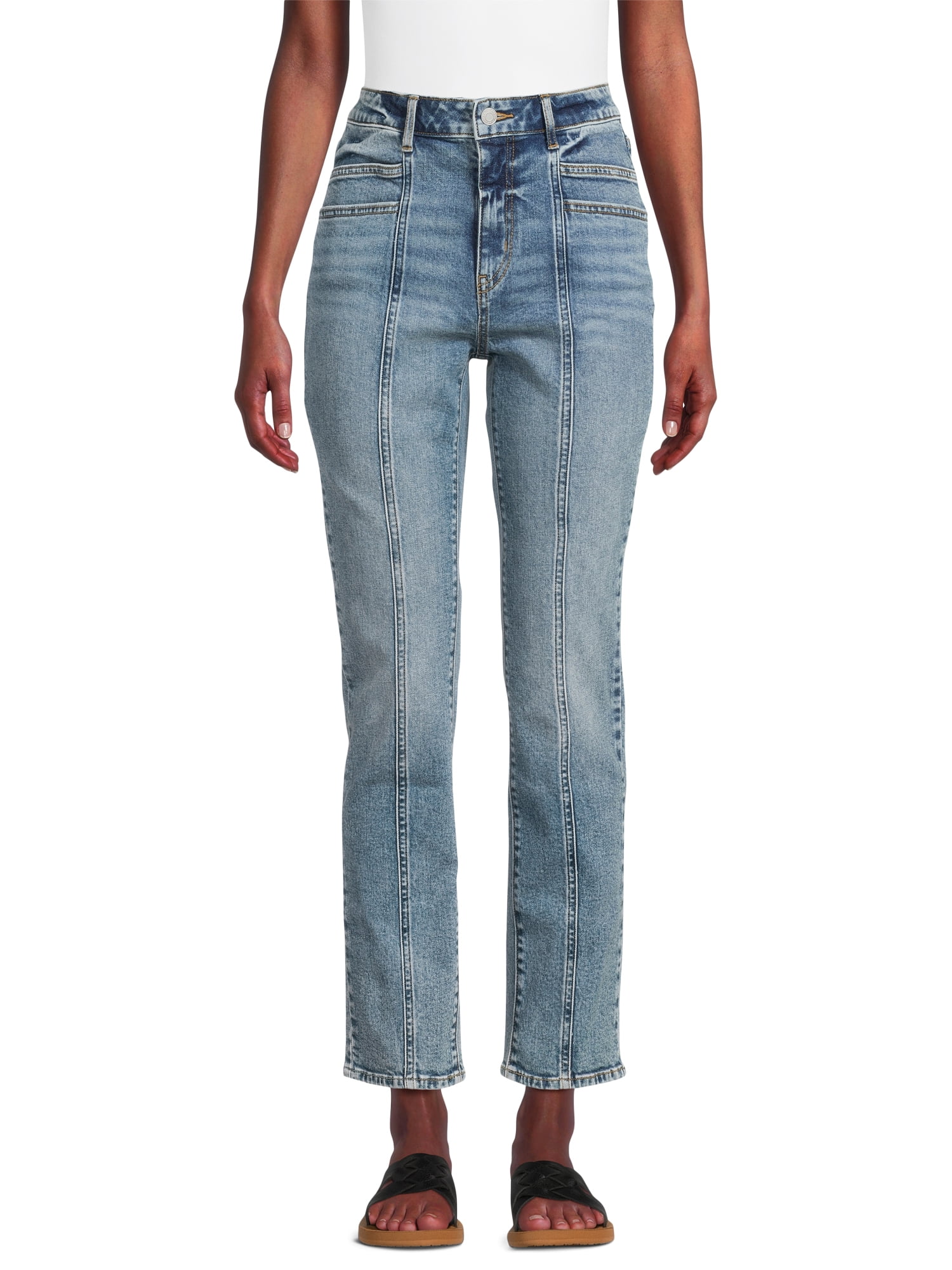 Time and Tru Women's High Rise Straight Leg Jeans - Walmart.com