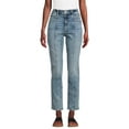 Time and Tru Women's High Rise Straight Leg Jeans with Front Seam, 30 ...