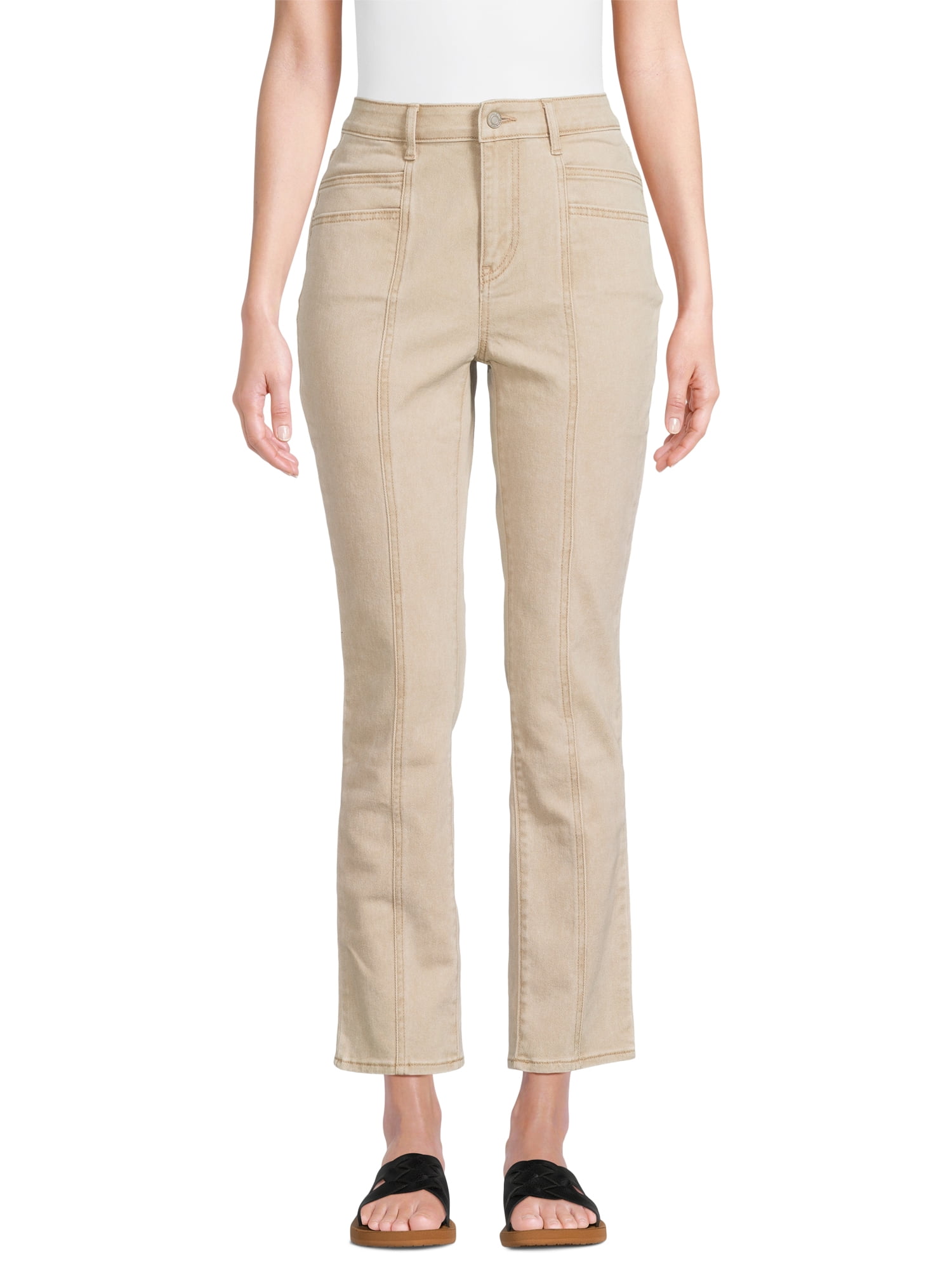Time and Tru Women's High Rise Straight Leg Jeans with Front Seam, 30 ...