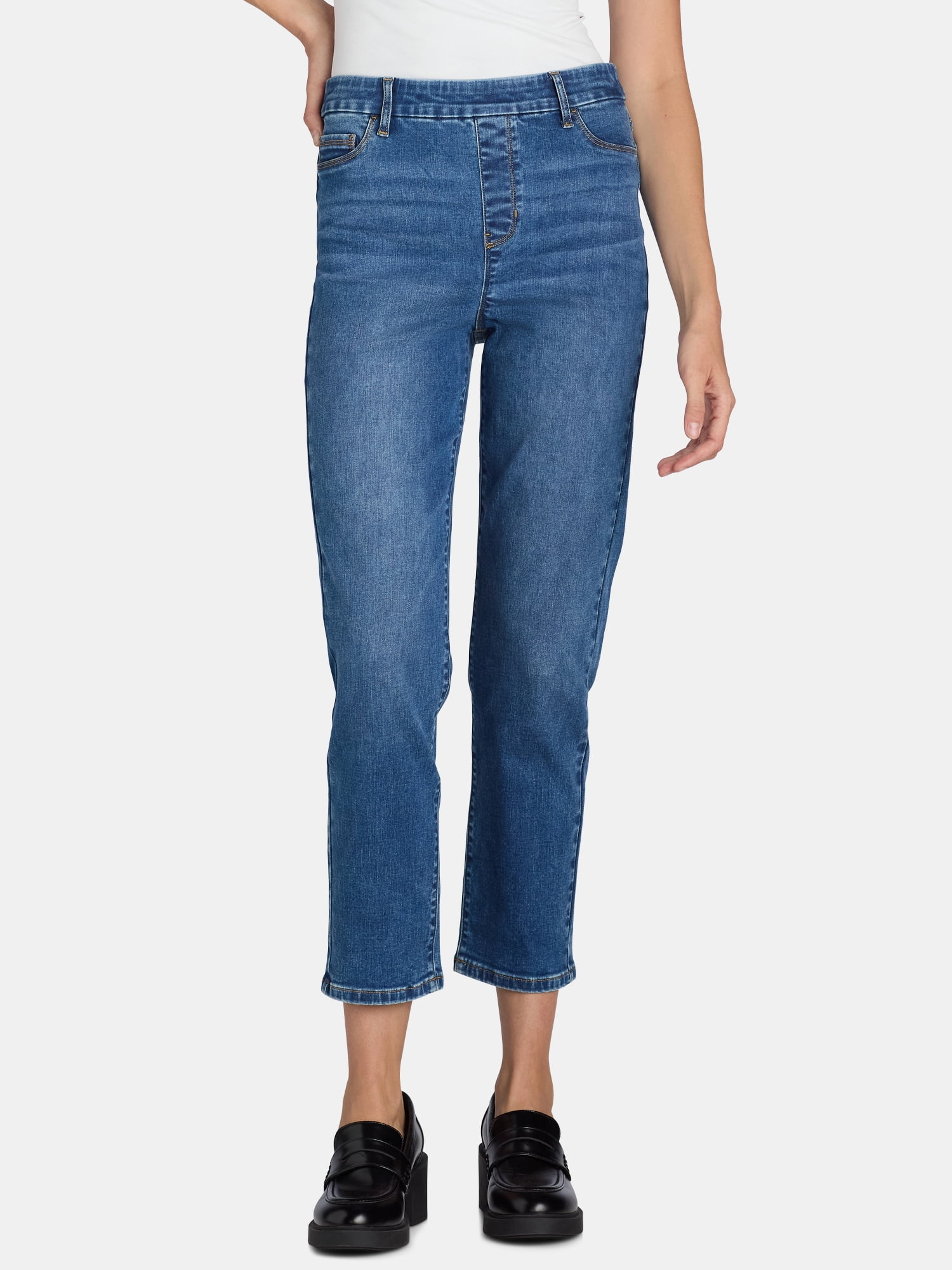 Time and Tru Women's High Rise Straight Leg Jeggings, 27.5” Inseam ...
