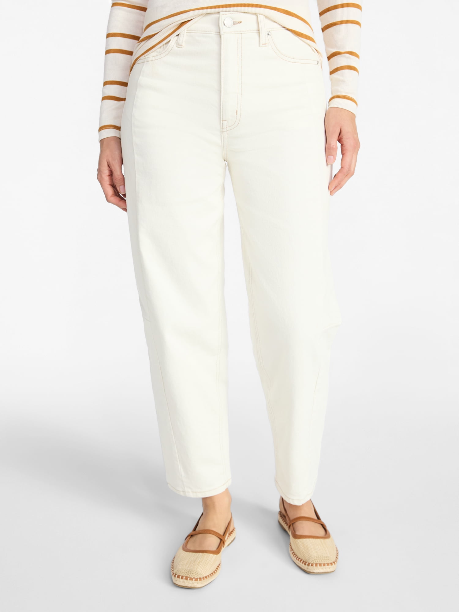 Time and Tru Women's High Rise Barrel Jeans, 28" Inseam, Sizes 0-20 ...